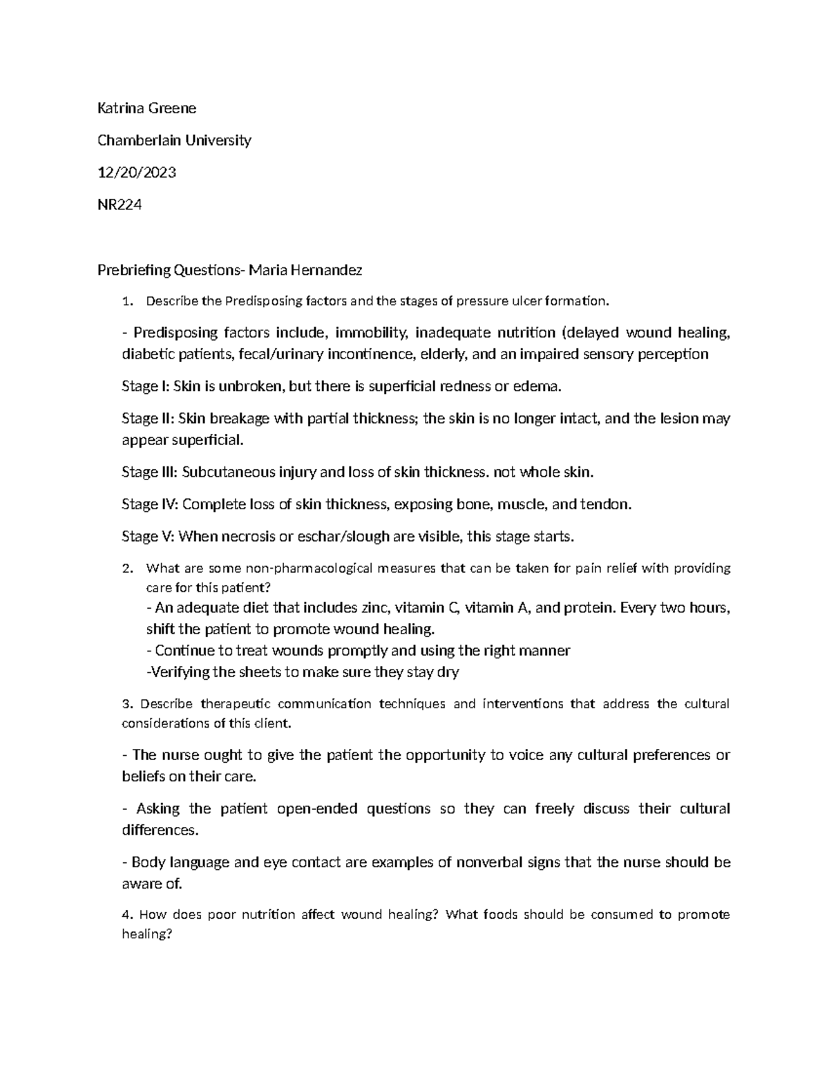 Maria Hernandez - Assignment - Katrina Greene Chamberlain University 12 ...