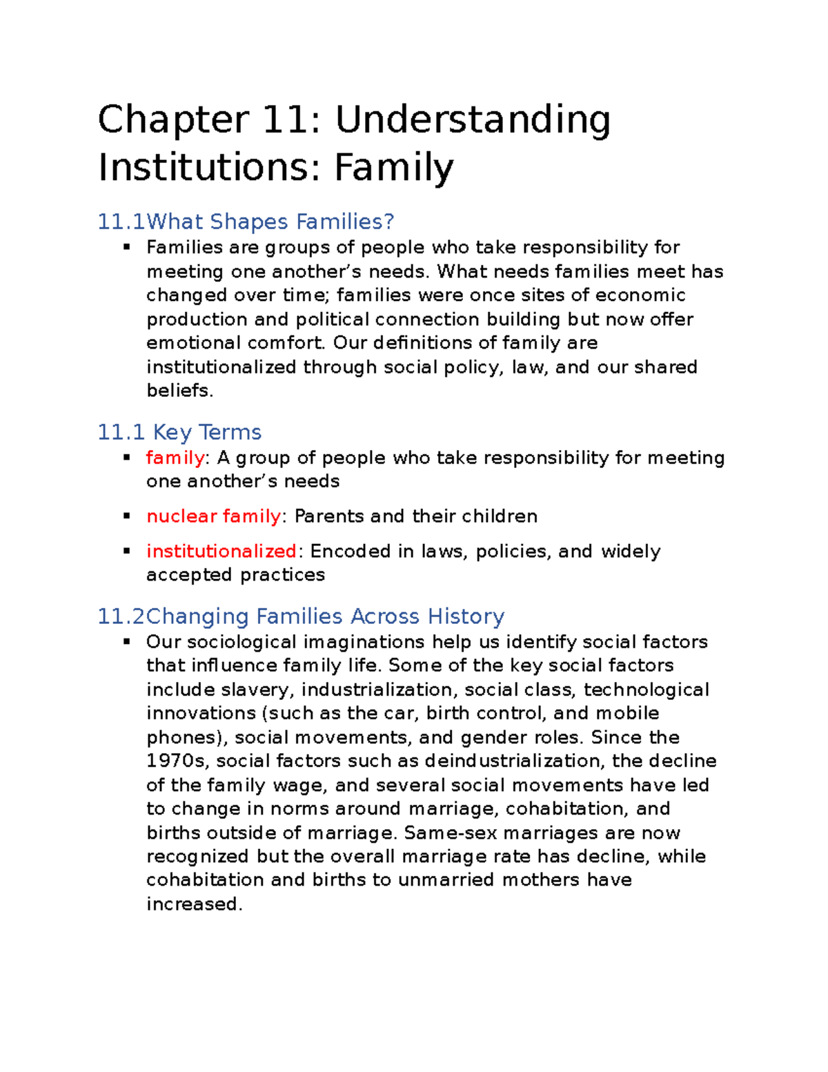 Intro to Sociology Ch 11 Notes - Chapter 11: Understanding Institutions ...
