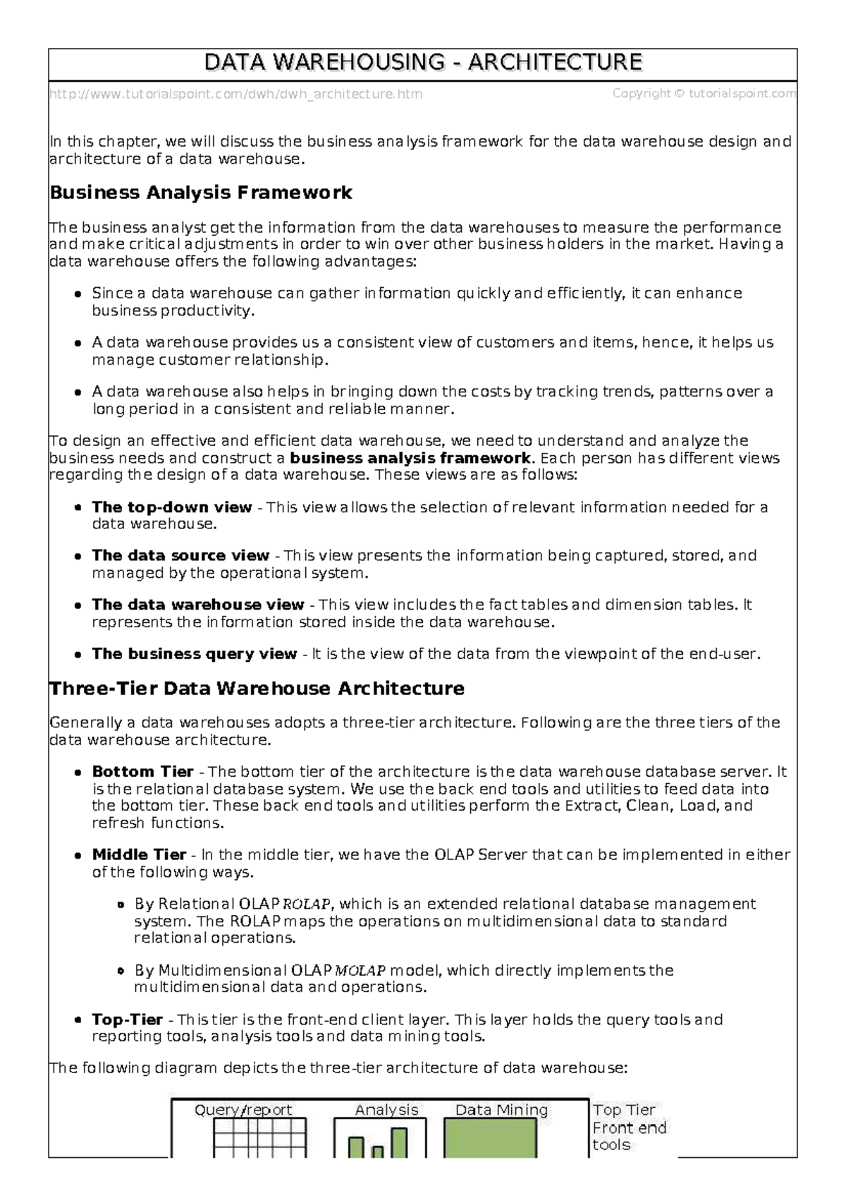 Data Warehousing Notes 1717504336 - tutorialspoint/dwh/dwh_architecture ...