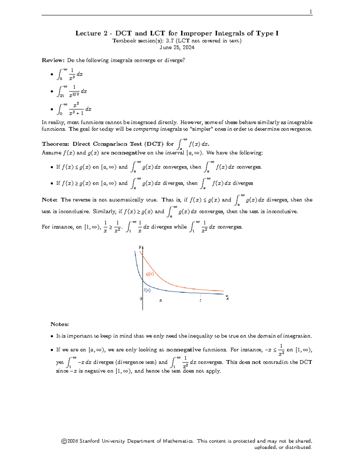 Lecture 2 - math21 - Lecture 2 - DCT and LCT for Improper Integrals of ...