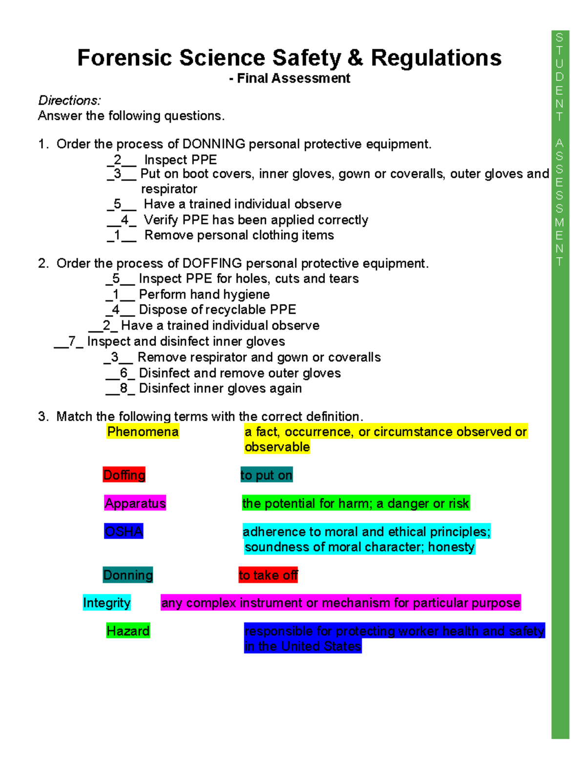 ICEV Test-Forensic Science - S Forensic Science Safety & Regulations ...