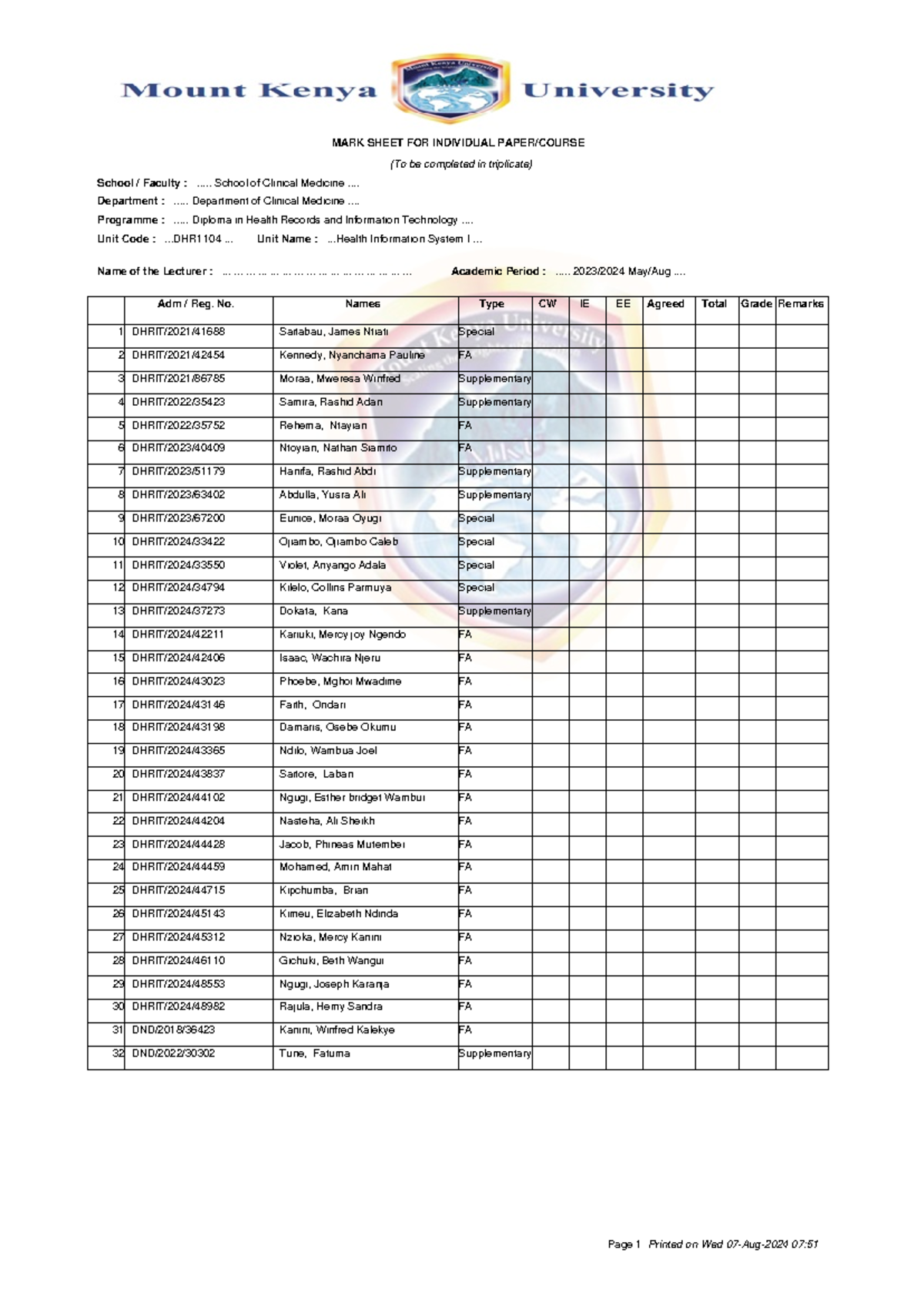 Marksheet 2023 2024 Dhritmay Augthikaday 188836 DHR1104251617894767 ...