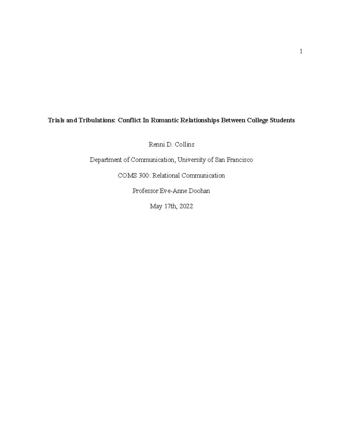 Conflict Communication In Romantic Relationships Narrative Essay ...