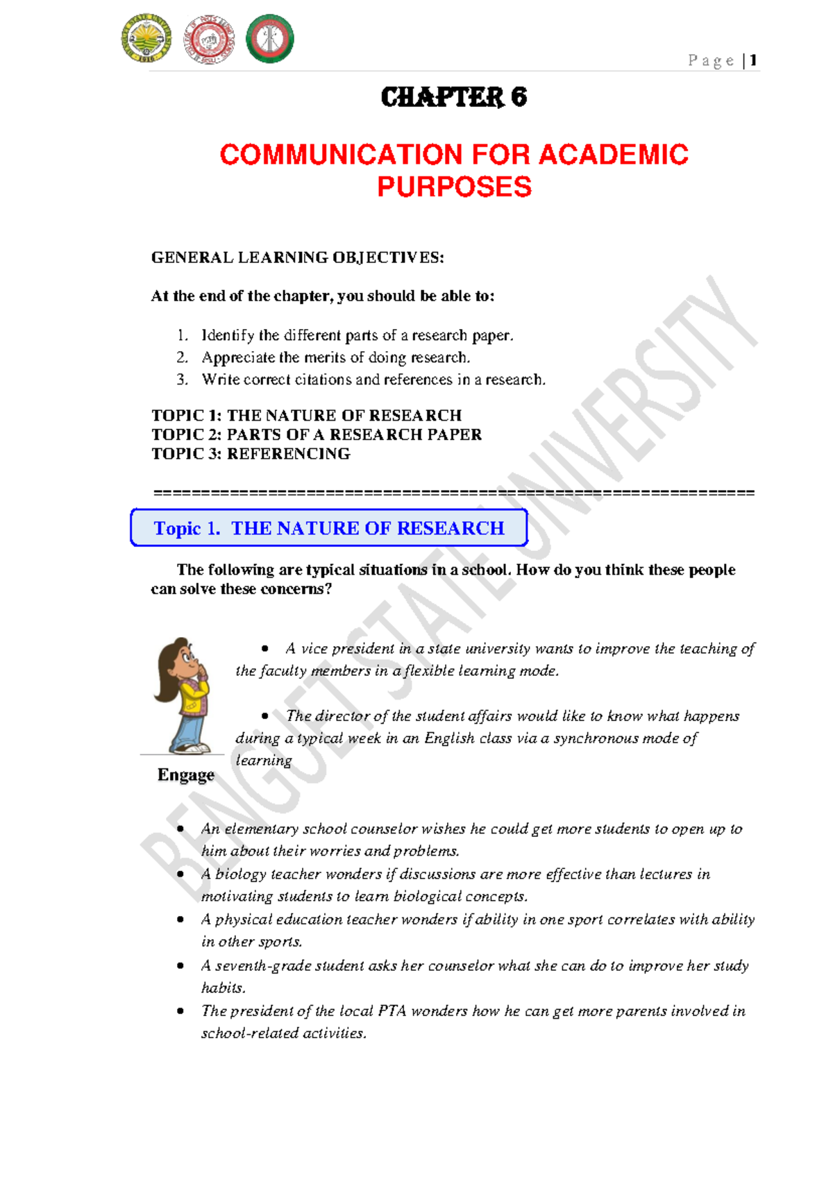 COMMUNICATION-FOR-ACADEMIC-PURPOSES - Engage Chapter 6 COMMUNICATION ...