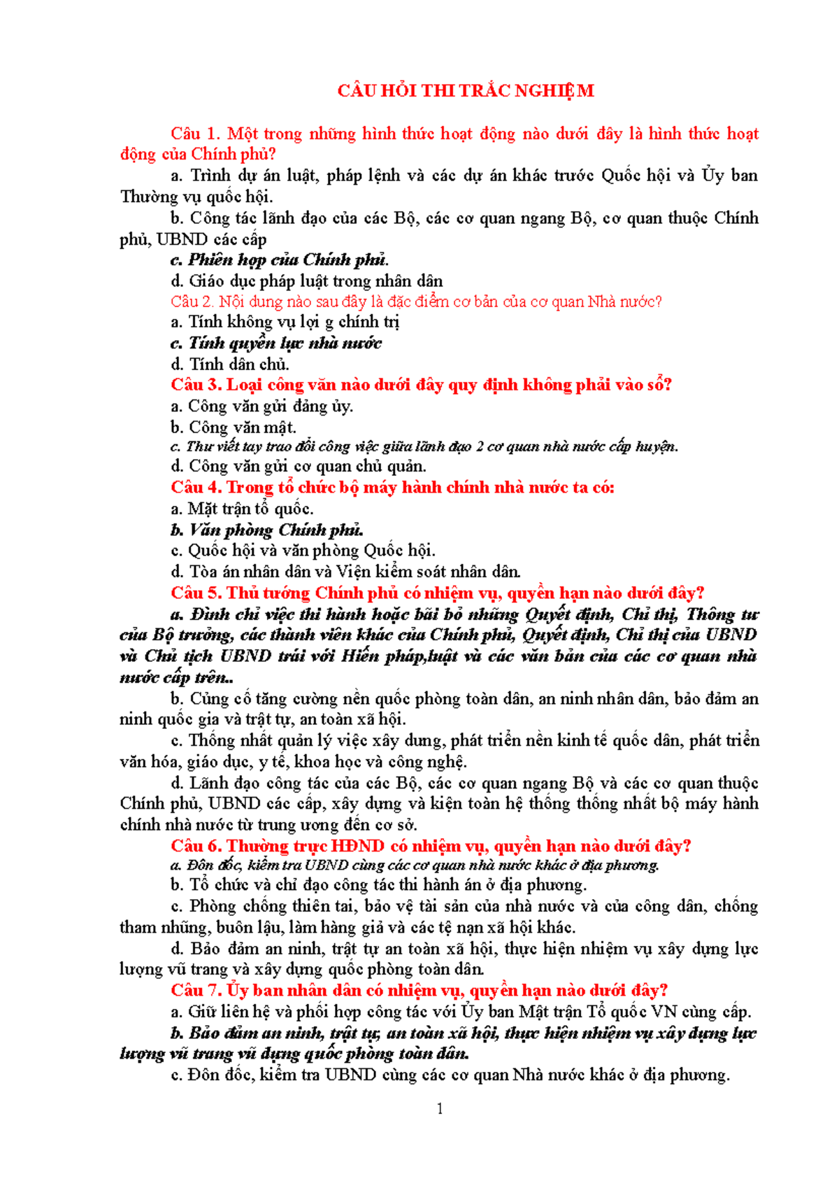 393 Cau hoi trac ngh doc - QPAN - CÂU HỎI THI TRẮC NGHIỆM Câu 1. Một trong những hình thức hoạt ...