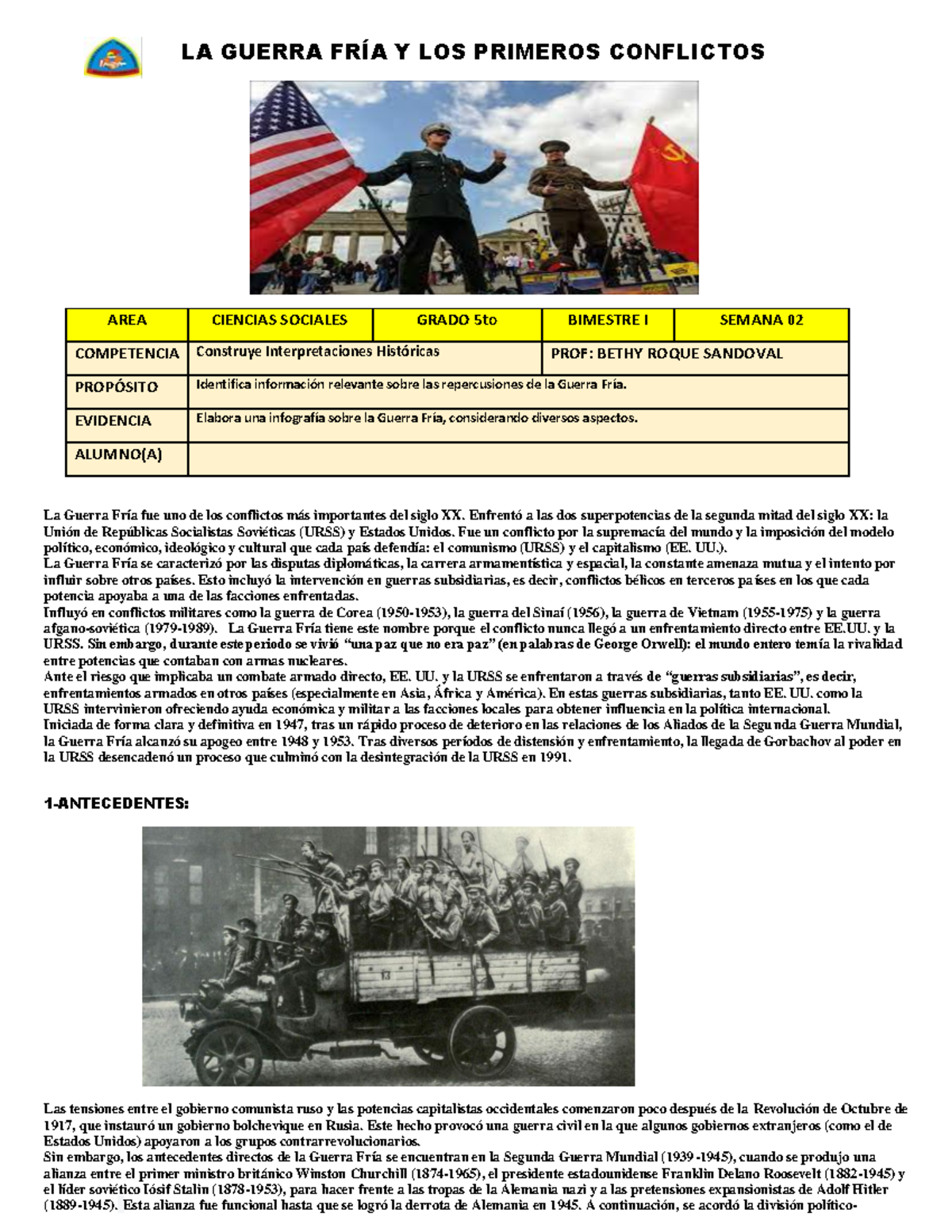 SEM-2- Quinto-LA Guerra FRIA - LA GUERRA FRÍA Y LOS PRIMEROS CONFLICTOS ...
