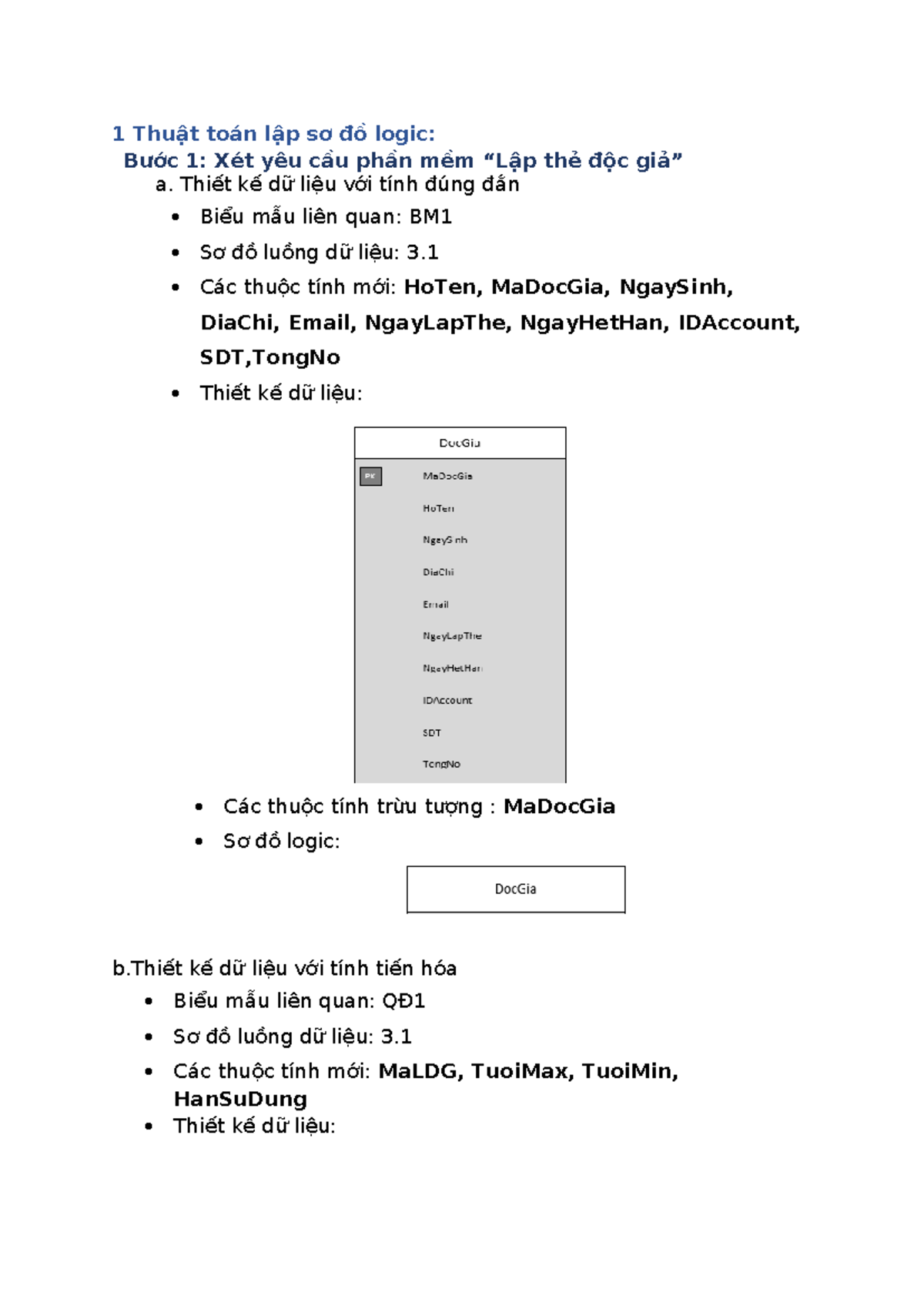 Quan Ly Thu Vien - My SQL - 1 Thuật toán lập sơ đồ logic: Bước 1: Xét ...