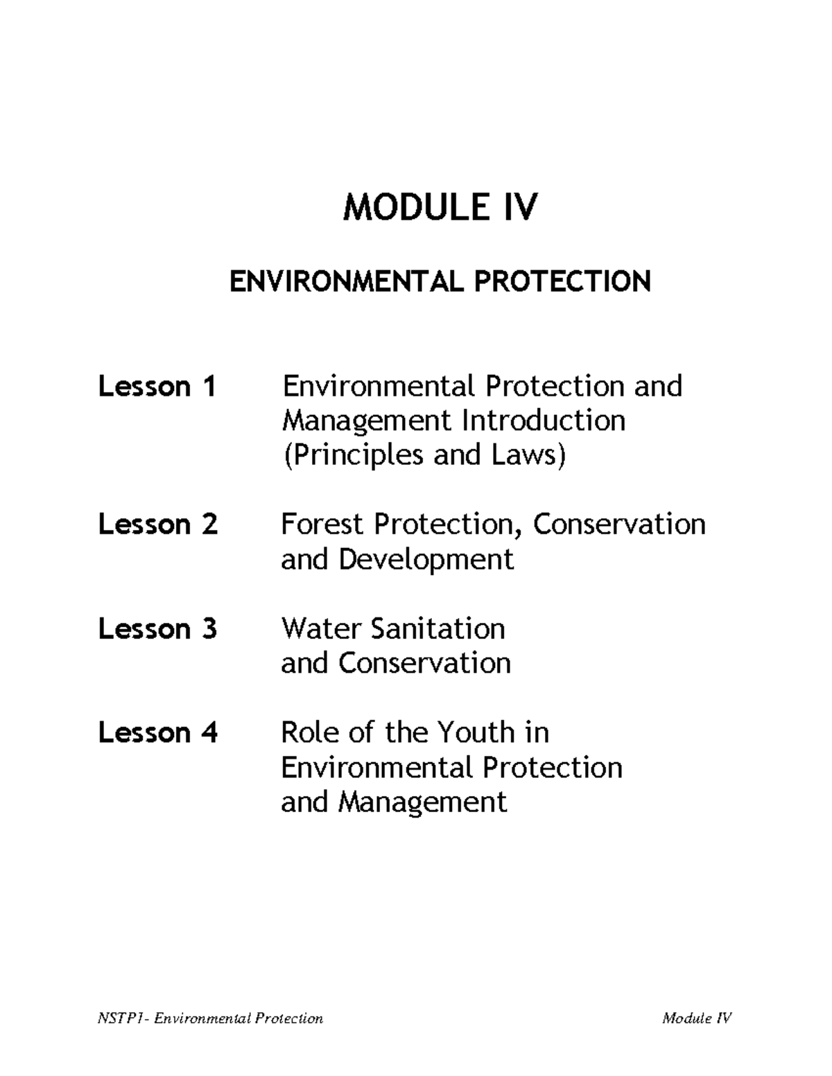 NSTP 102a Module 4 Environmental Protection - MODULE IV ENVIRONMENTAL ...