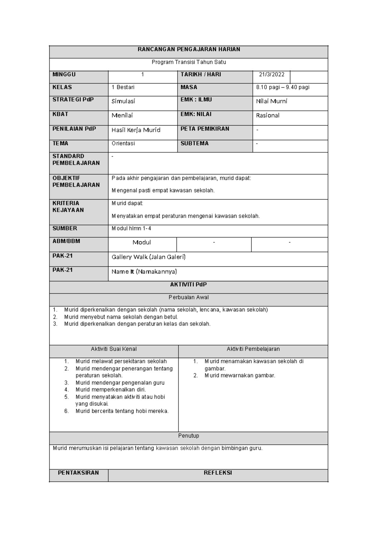 [3) 2.0 RPH Transisi Minggu 1 [inculkate - RANCANGAN PENGAJARAN HARIAN ...