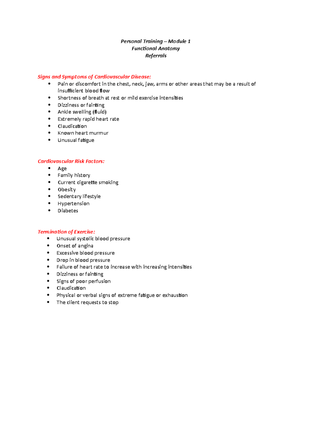 PT FA Referrals - lecture summary on functional anatomy - Personal ...