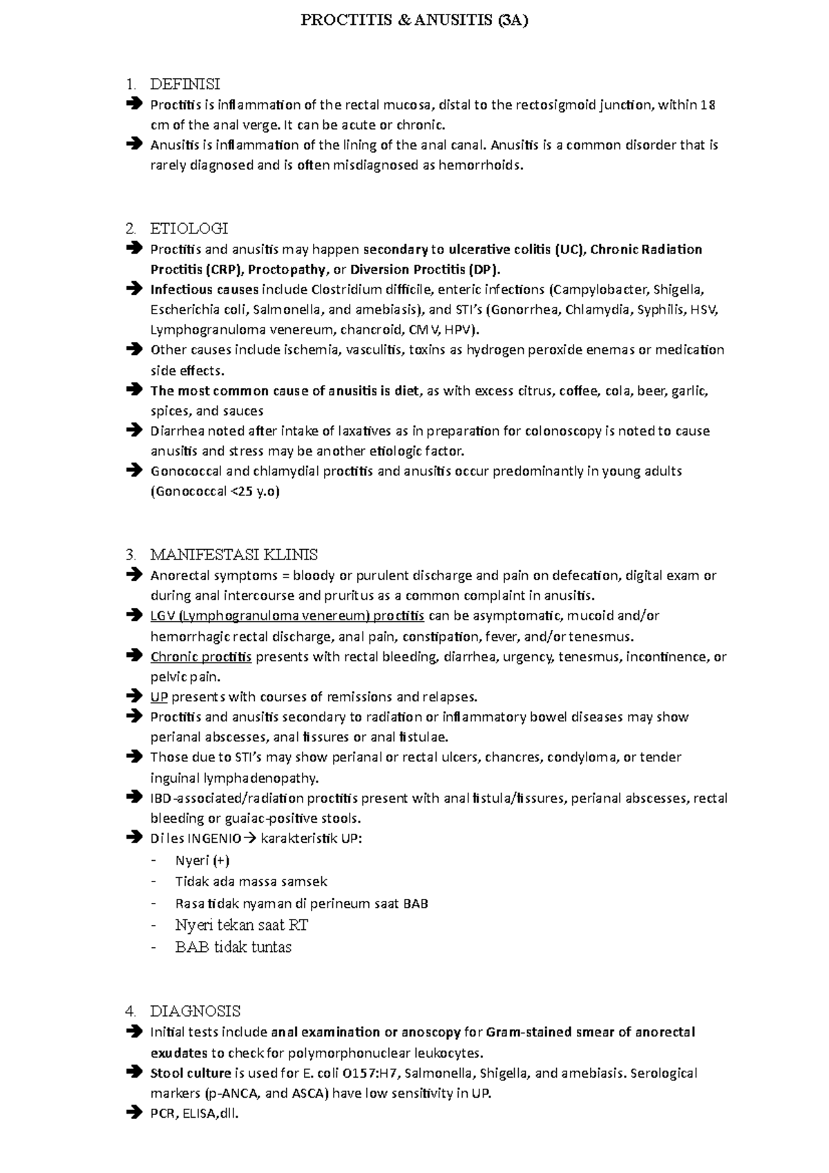 Proctitis - PROCTITIS & ANUSITIS (3A) 1. DEFINISI Proctitis is ...