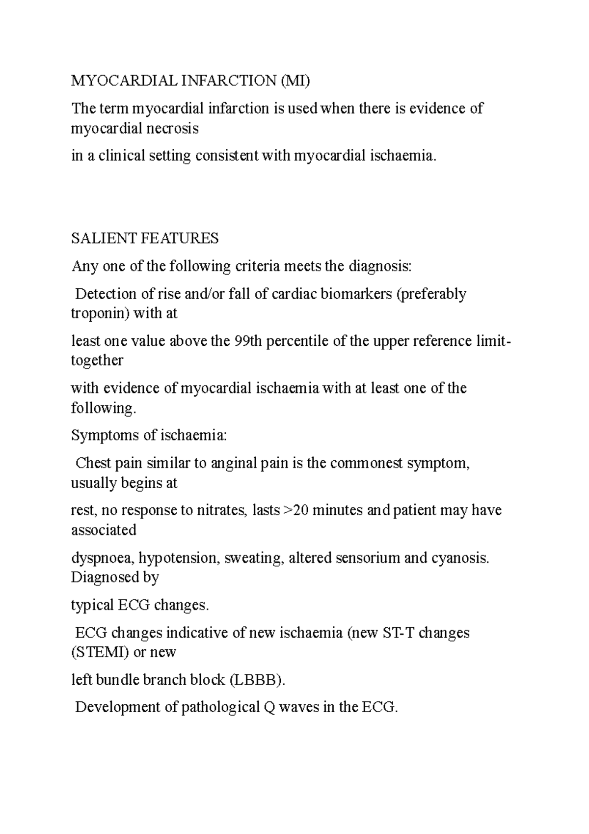 Myocardial Infarction AND ITS Treatment - MYOCARDIAL INFARCTION (MI ...