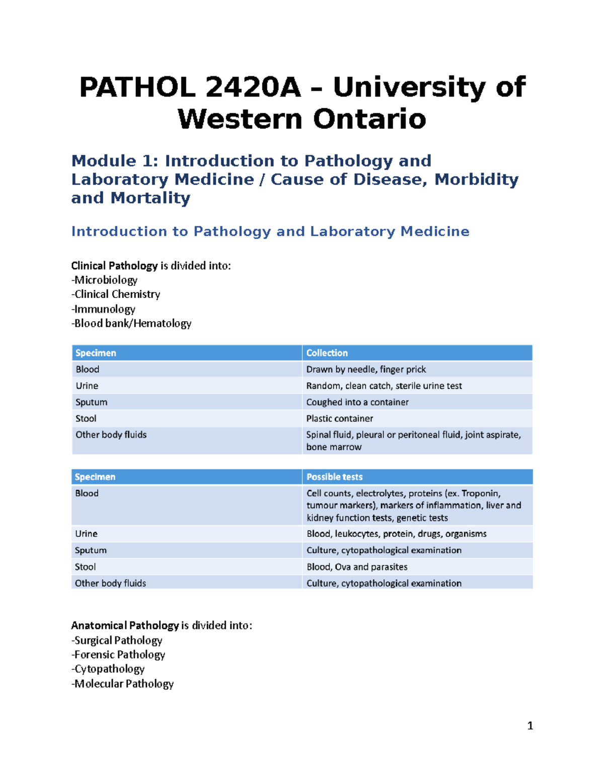 Module 1-Introduction to Pathology and Laboratory Medicine Cause of ...