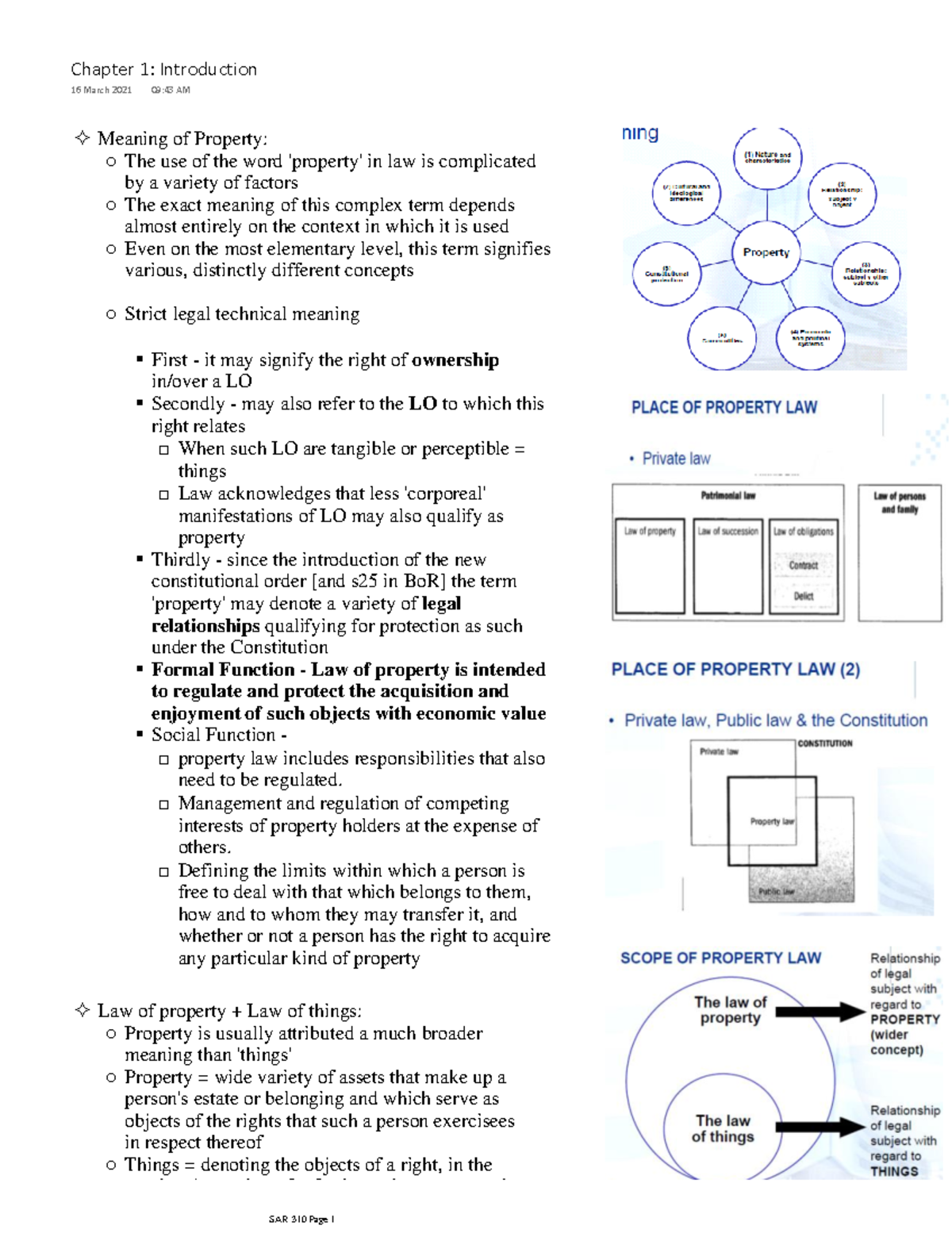 Chapter 1 - Introduction (Law of Things - SAR 310) - The use of the ...