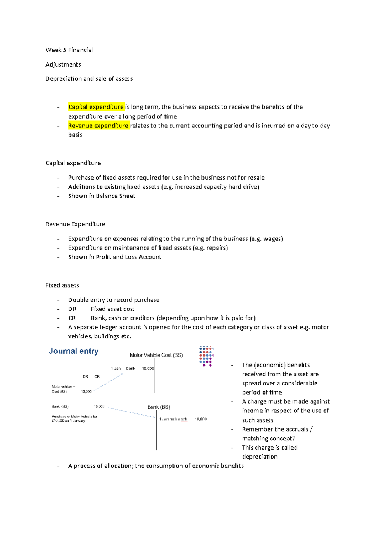 Week 5 lecture notes - depreciation - Week 5 Financial Adjustments ...