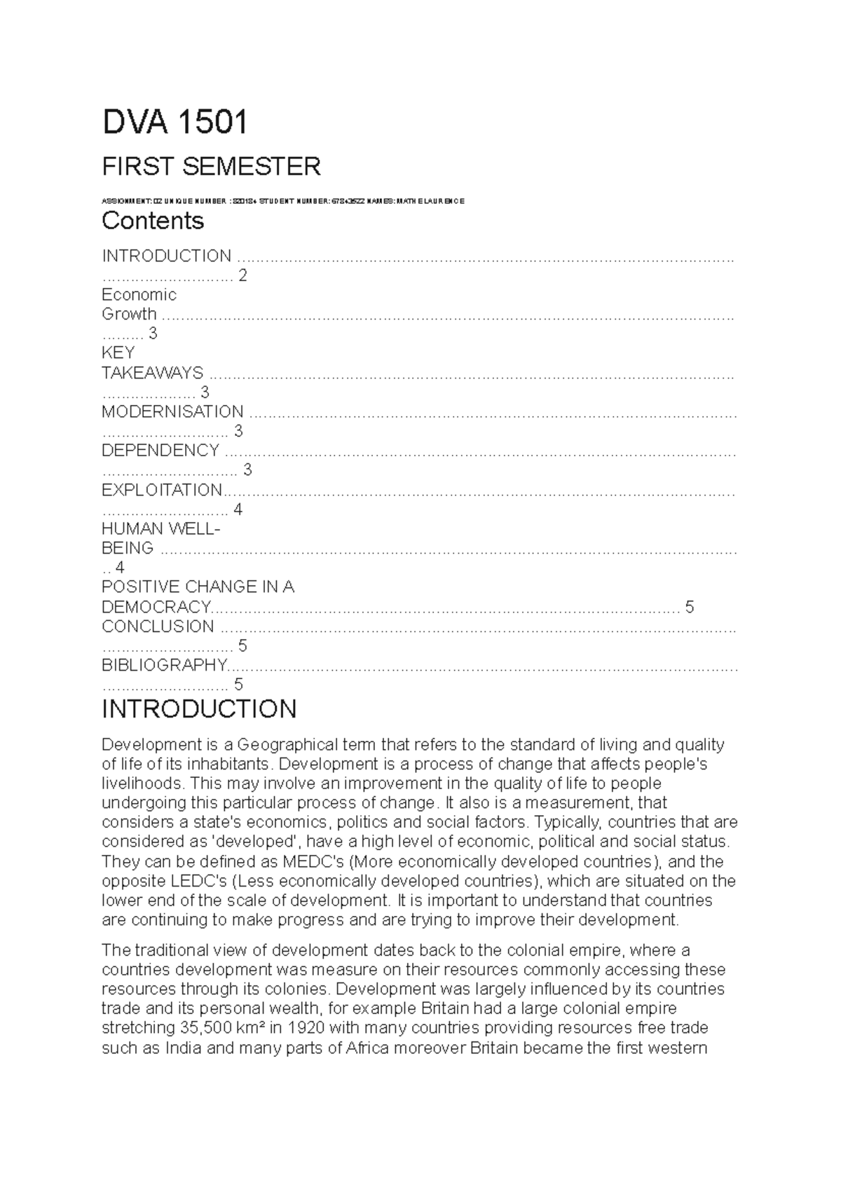 DVA 1501 adass - DVA 1501 FIRST SEMESTER ASSIGNMENT: 02 UNIQUE NUMBER ...