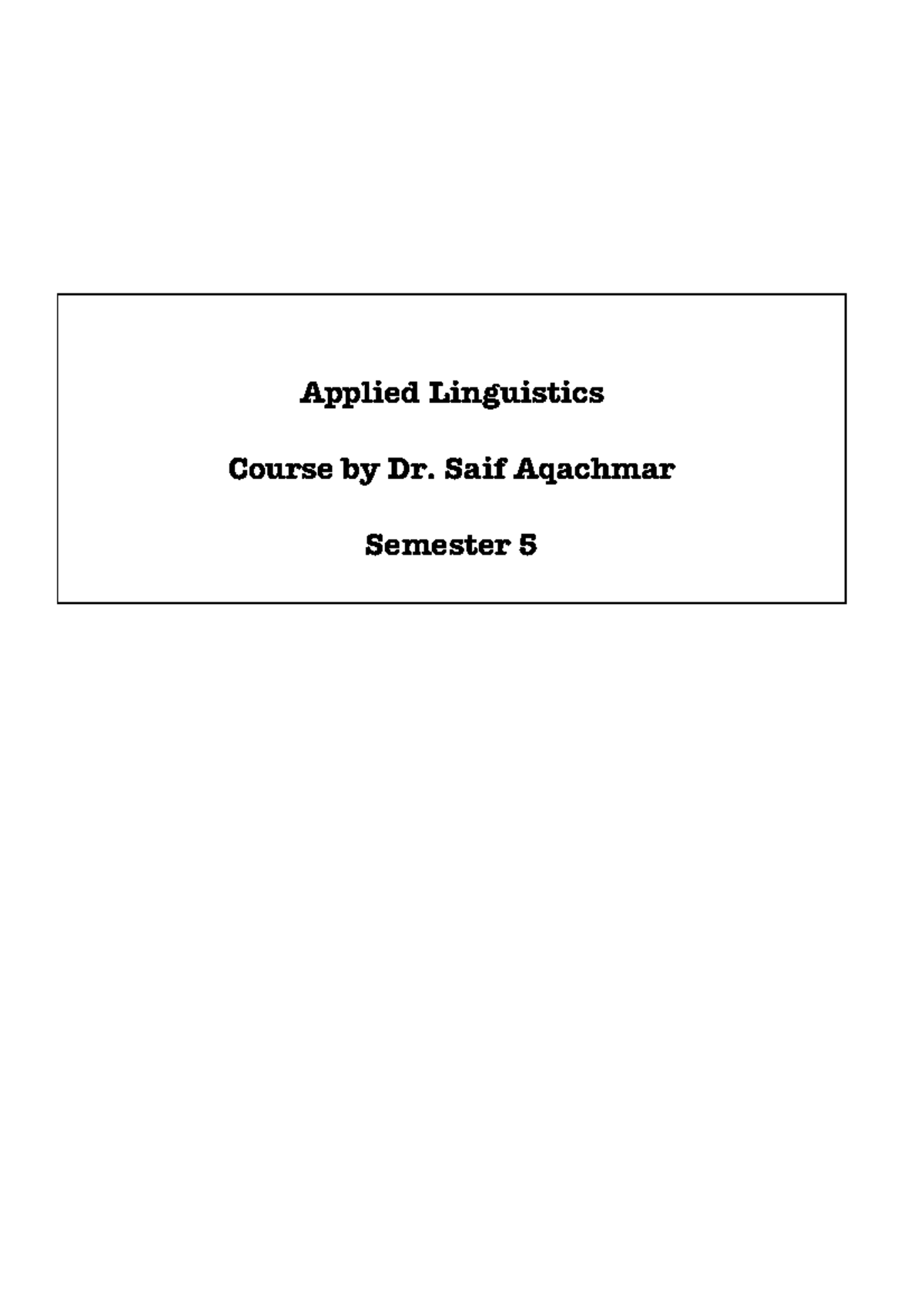 Applied Course - Applied Linguistics Course by Dr. Saif Aqachmar ...