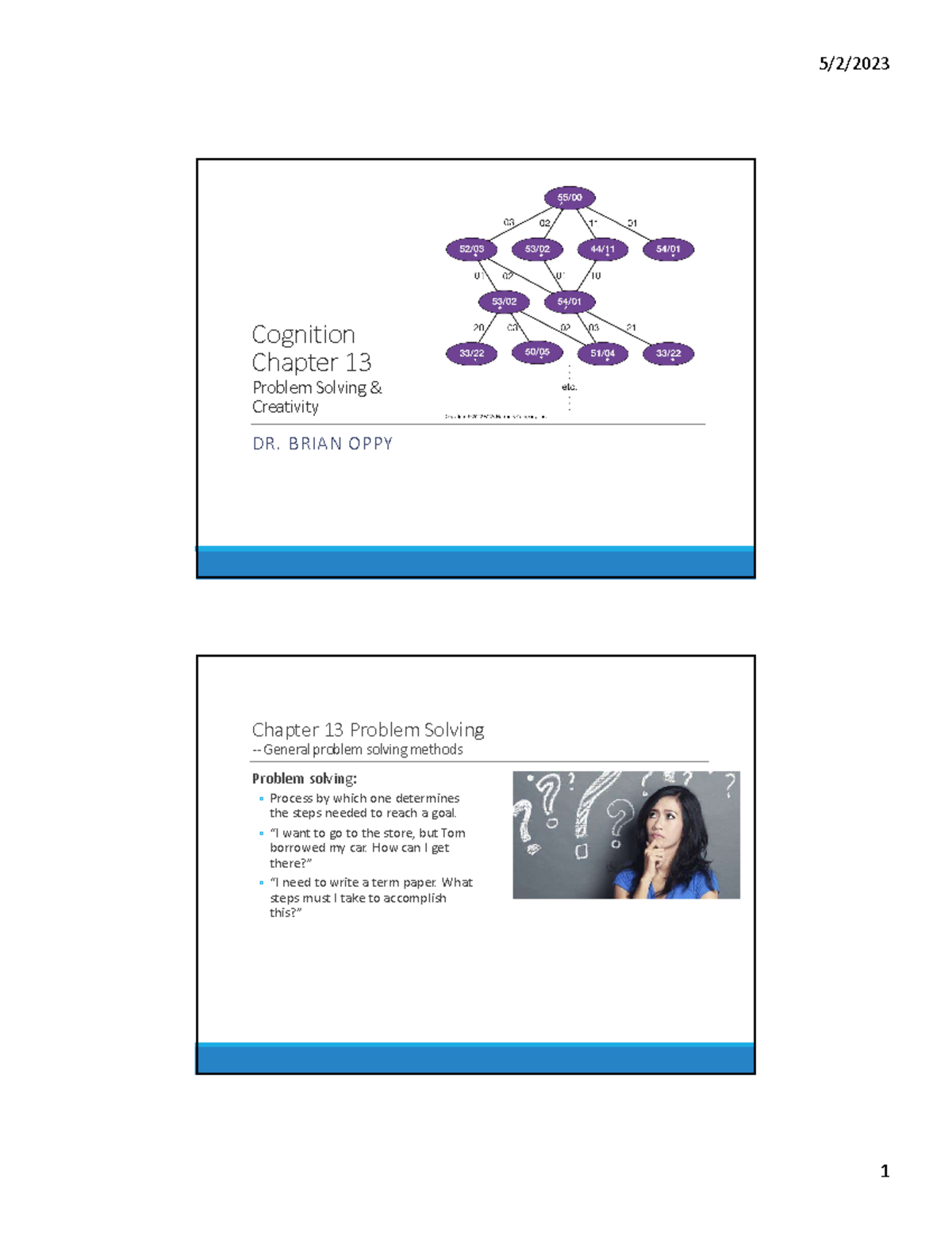 Lecture Notes Chapter 13 Problem Solving copy - Cognition Chapter 13 ...