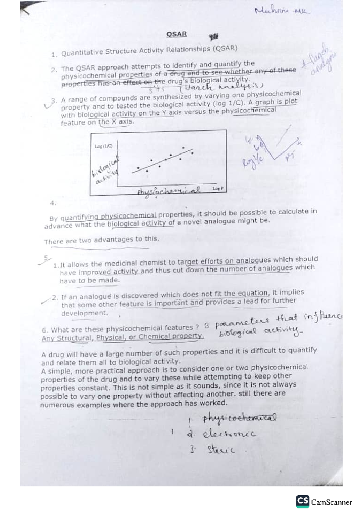 QSAR(Quantitative Structure Activity Relationships - Pharmacy - Studocu
