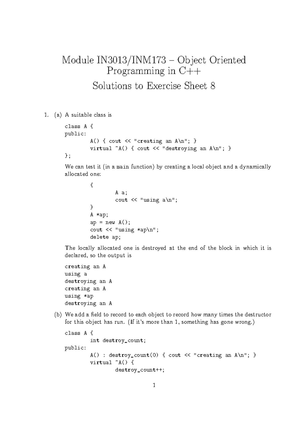 2016-2017 Lab Exercise Sheet 8 - Solutions - Module IN3013/INM173 ...