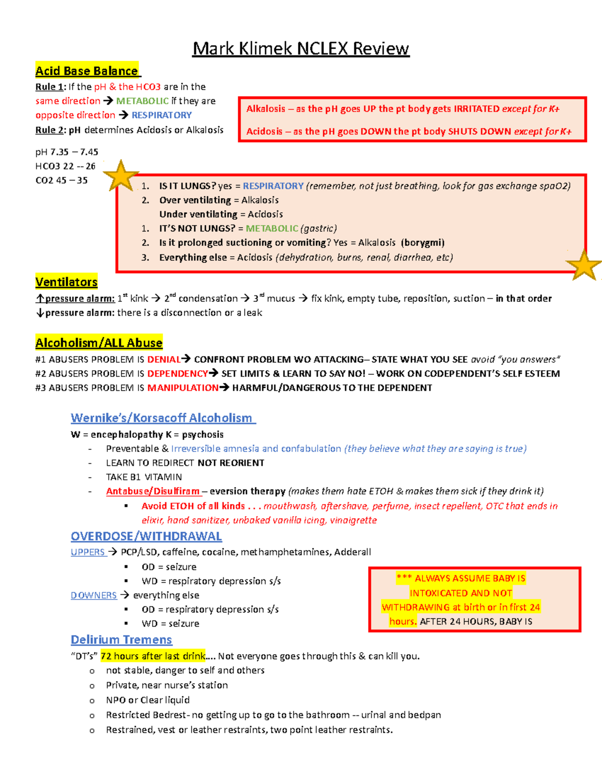 Mark Klimek Nclex Review Nursing Notes - Mark Klimek NCLEX Review Acid ...