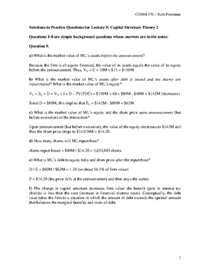 Practice for lecture 1 - Basic Financial Analysis questions + solutions ...