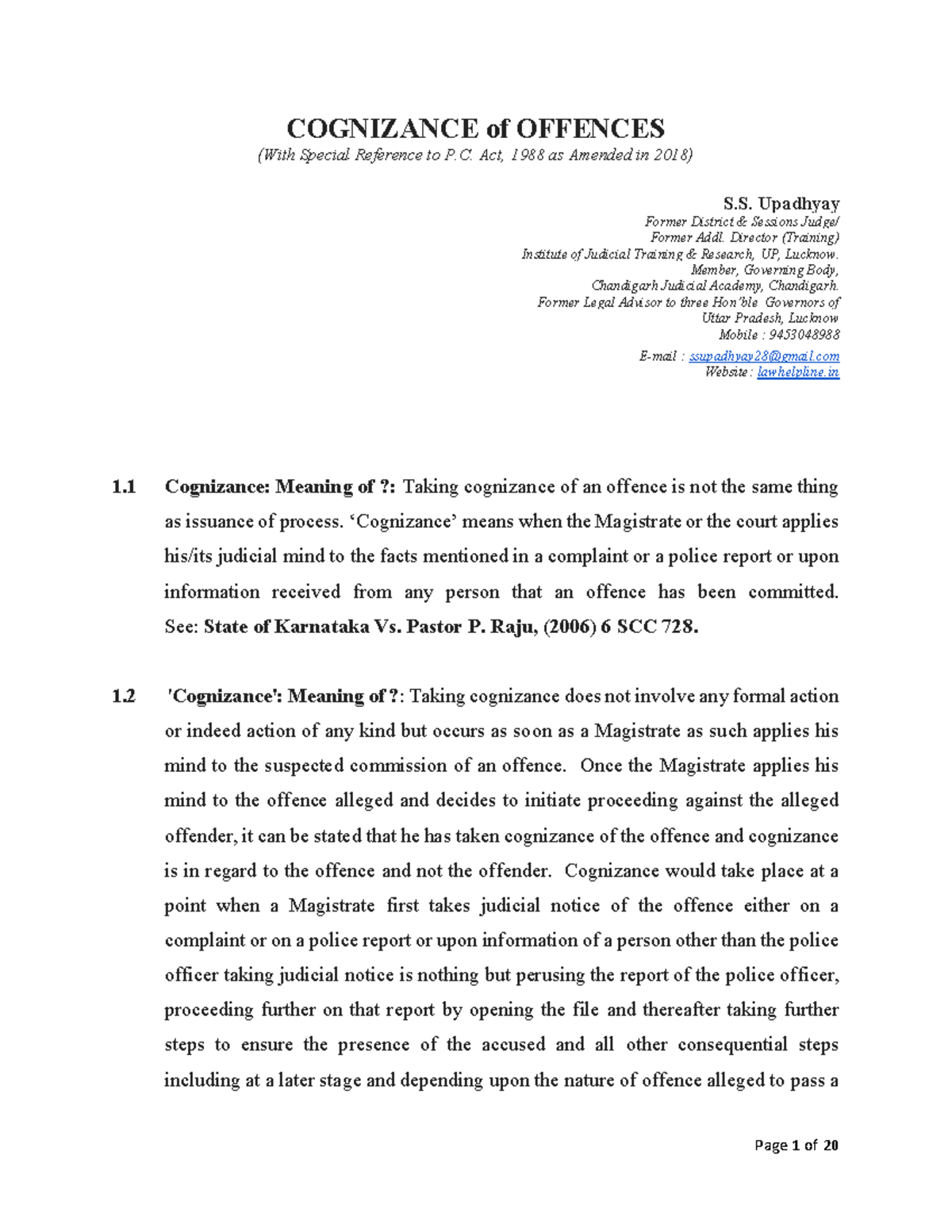 Cognizance of Offences - COGNIZANCE of OFFENCES (With Special Reference ...