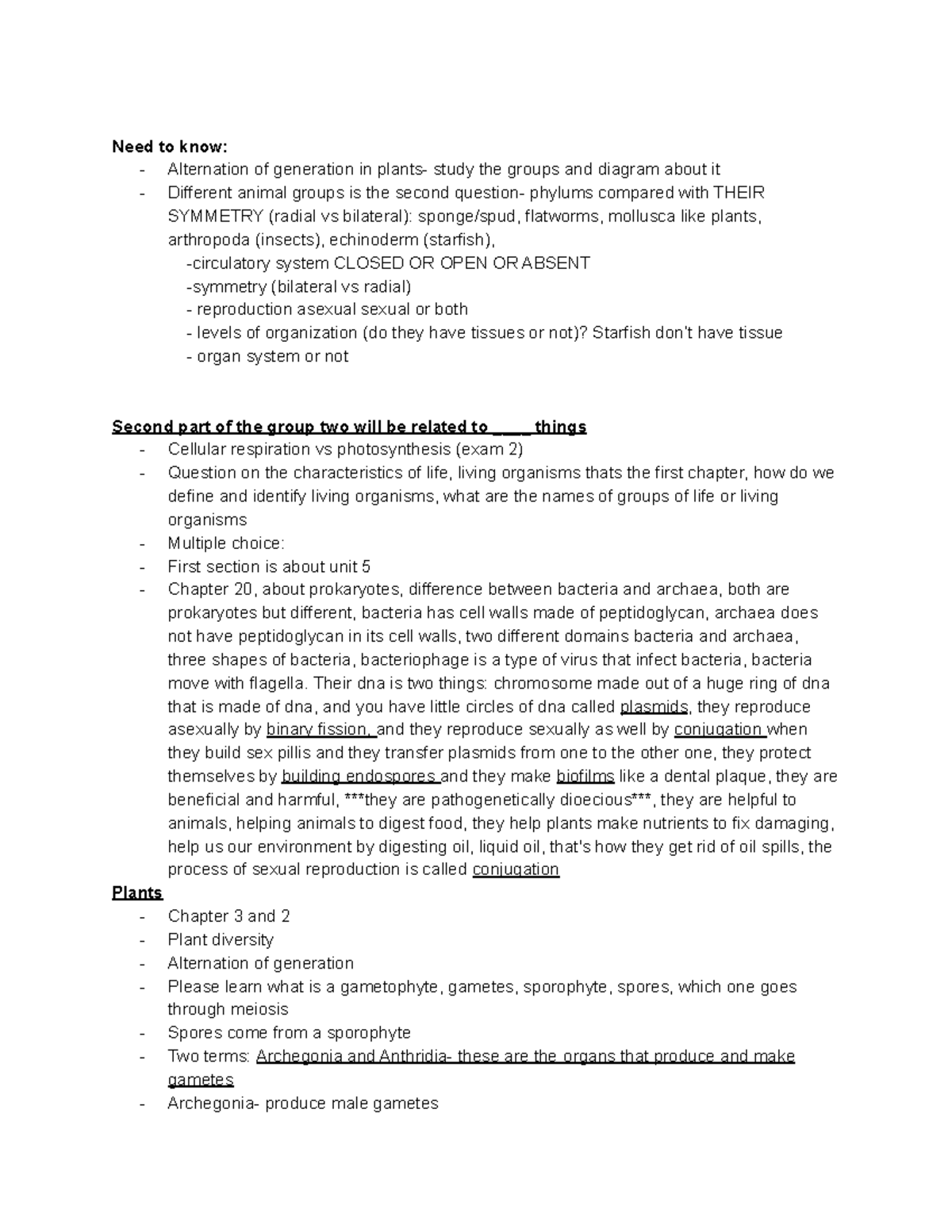 BIO End of Semester Review - Need to know: - Alternation of generation ...