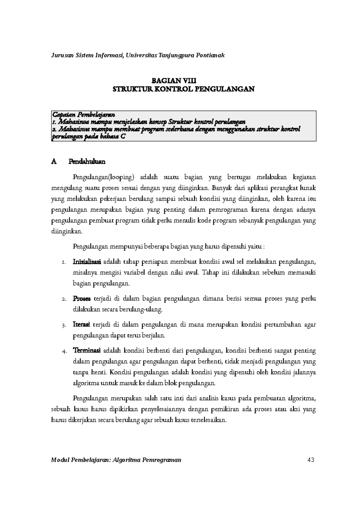 Modul Algoritma Pemrograman Python Bagian Viii Struktur Kontrol Pengulangan Bagian Viii