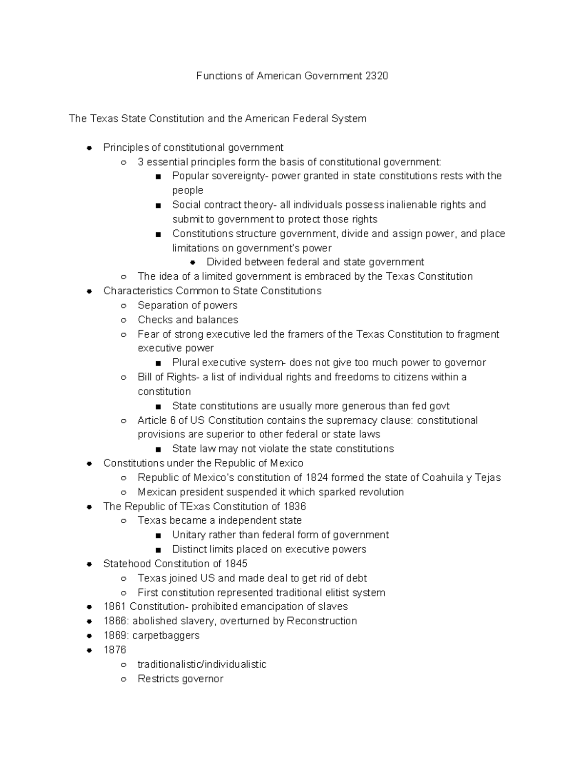 American Government Notes - Functions of American Government 2320 The ...