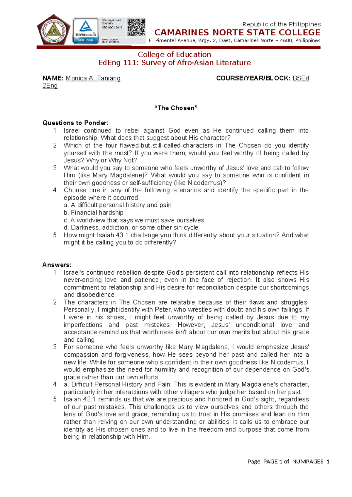 Edeng 111 The Chosen - hfgiablas - Republic of the Philippines ...