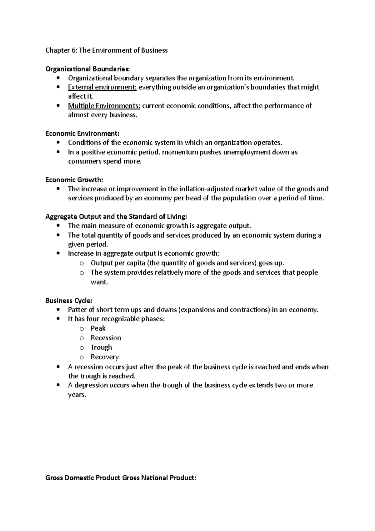 Chapter 6- The Environment of Business - Chapter 6: The Environment of ...