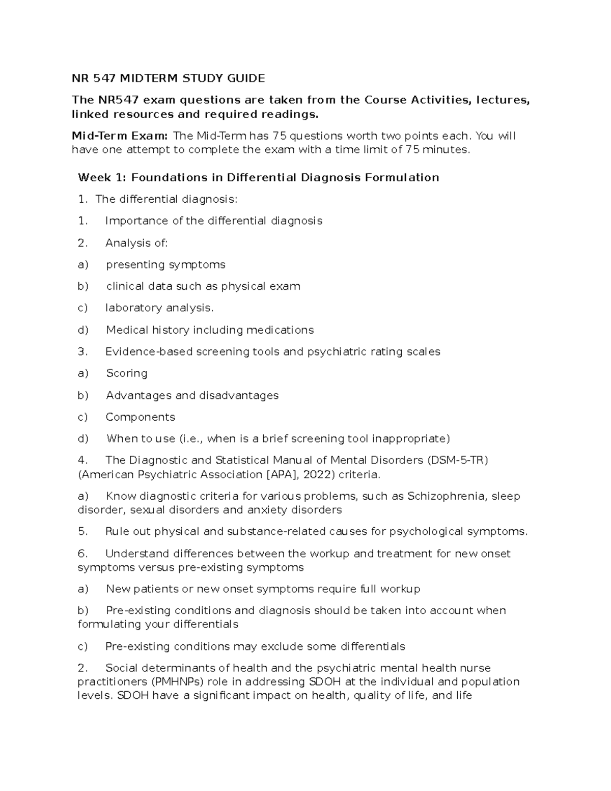 NR 547 Midterm Review - study guide - NR 547 MIDTERM STUDY GUIDE The NR547 exam questions are ...