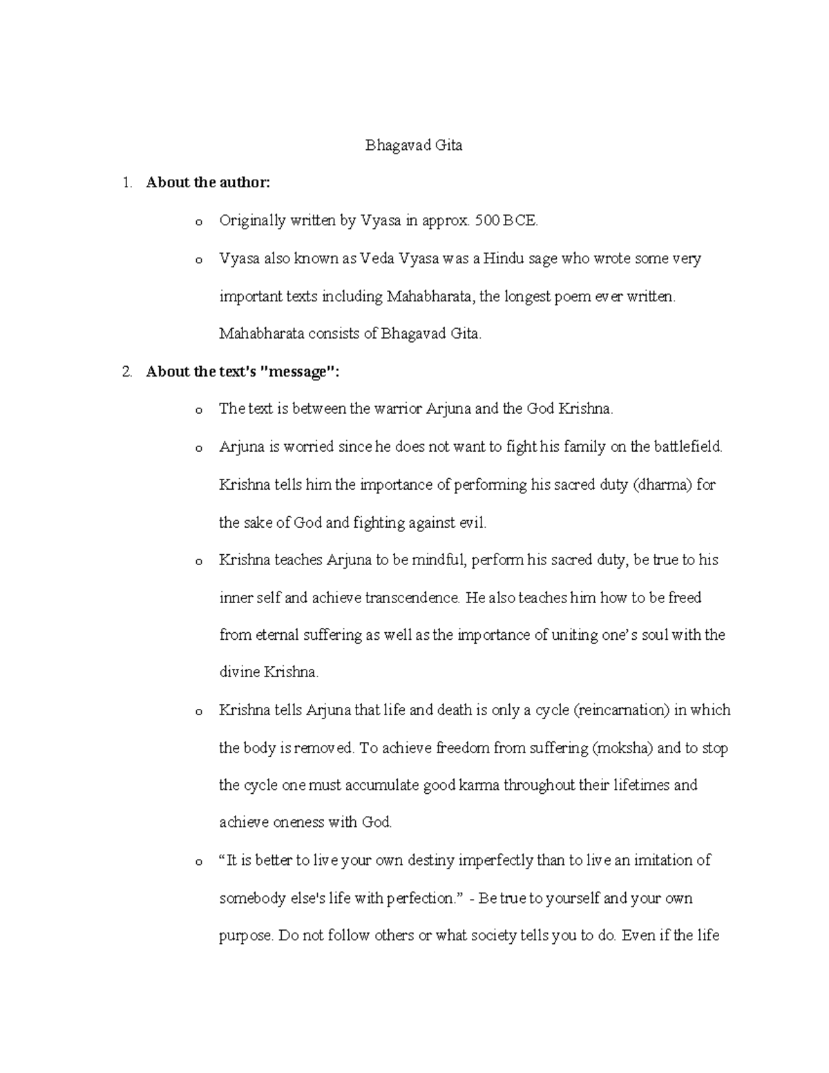 Bhagavad Gita - About the author: o Originally written by Vyasa in ...