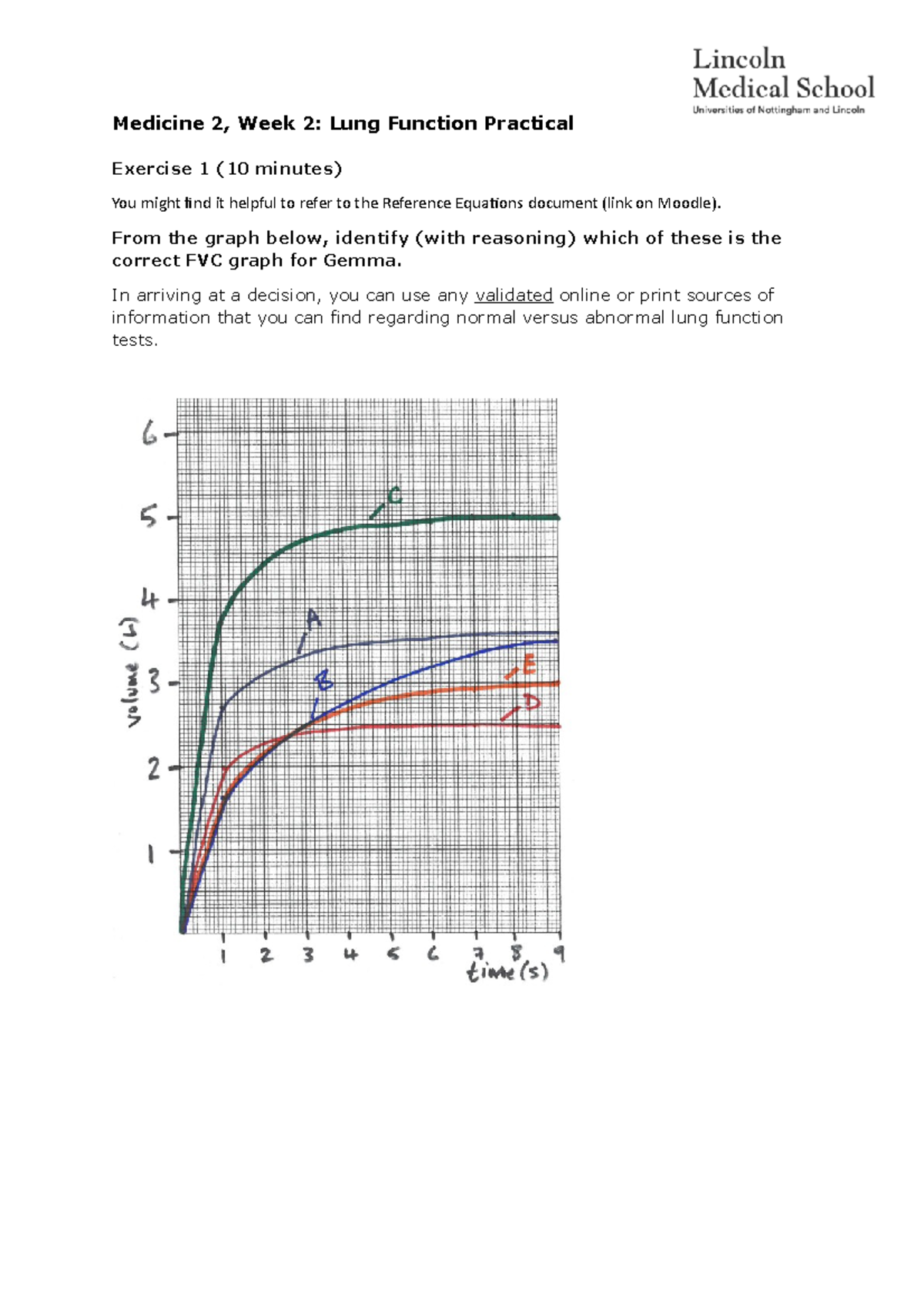 Exercises for Lung Function Practical Case - Medicine 2, Week 2: Lung ...