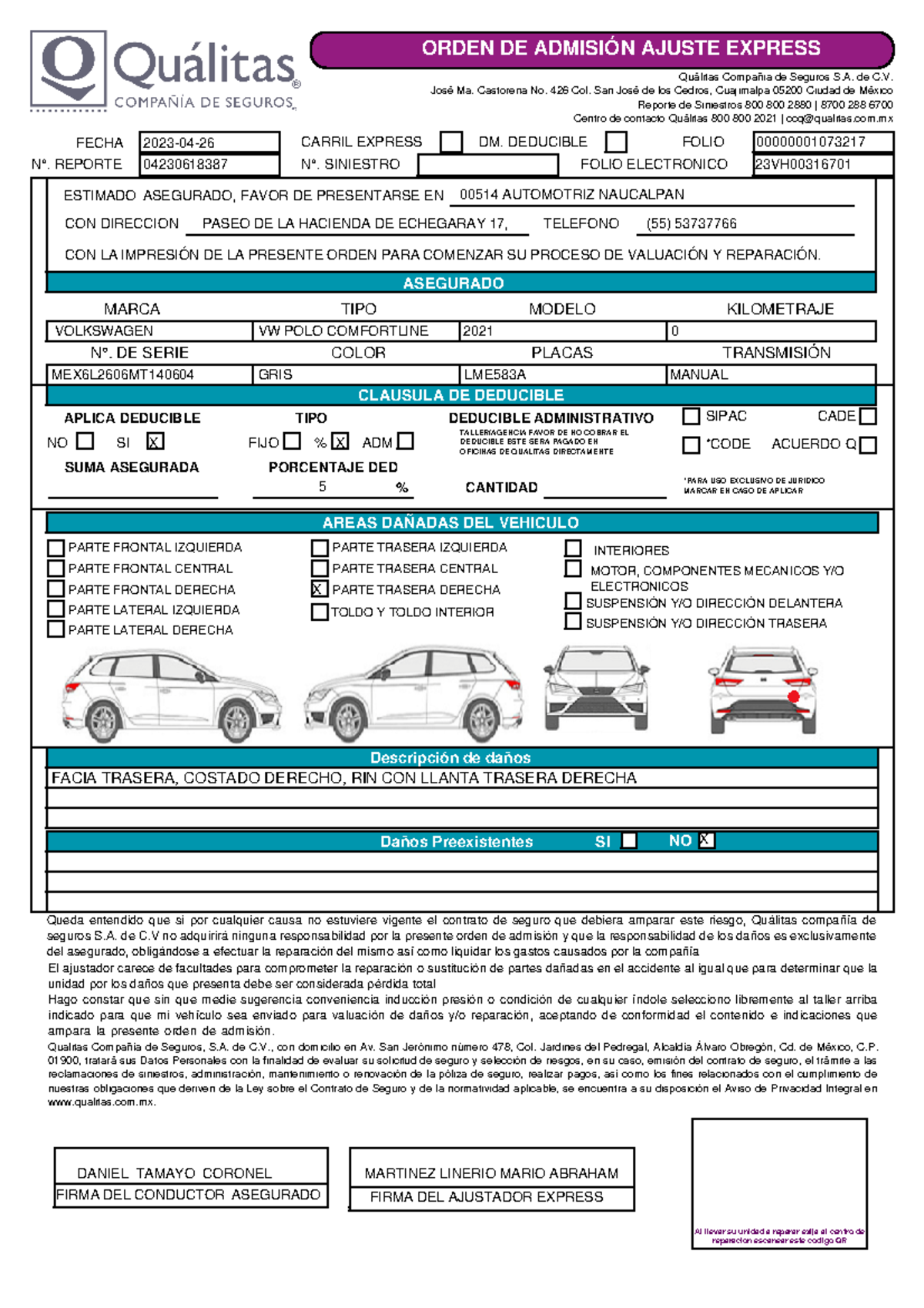 Orden - Resumen de cómo llenar un formato derecho - ORDEN DE ADMISIÓN ...