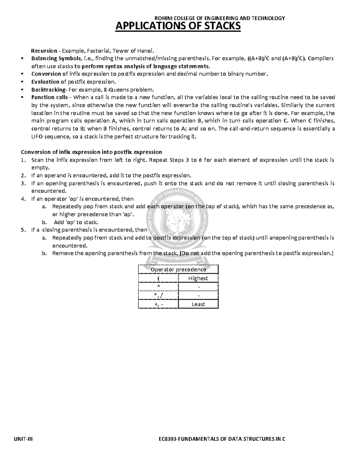 Application of stack - APPLICATIONS OF STACKS Recursion - Example, Factorial, Tower of Hanoi ...
