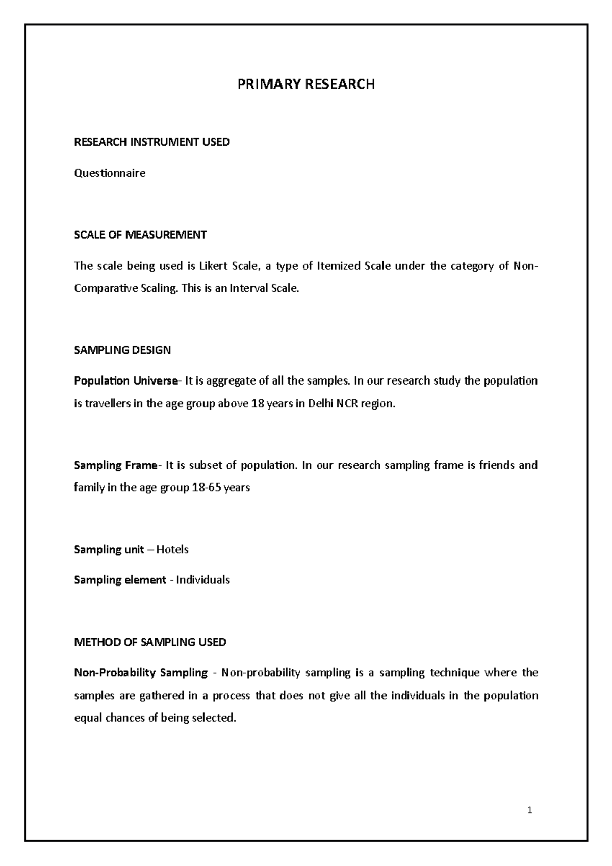 Marketing Management Report Three - PRIMARY RESEARCH RESEARCH ...