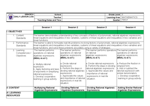 DLL Matatag Science 7 Q2 W1 - MATATAG K to 10 Curriculum Weekly Lesson Log School: NAGBUNGA ...