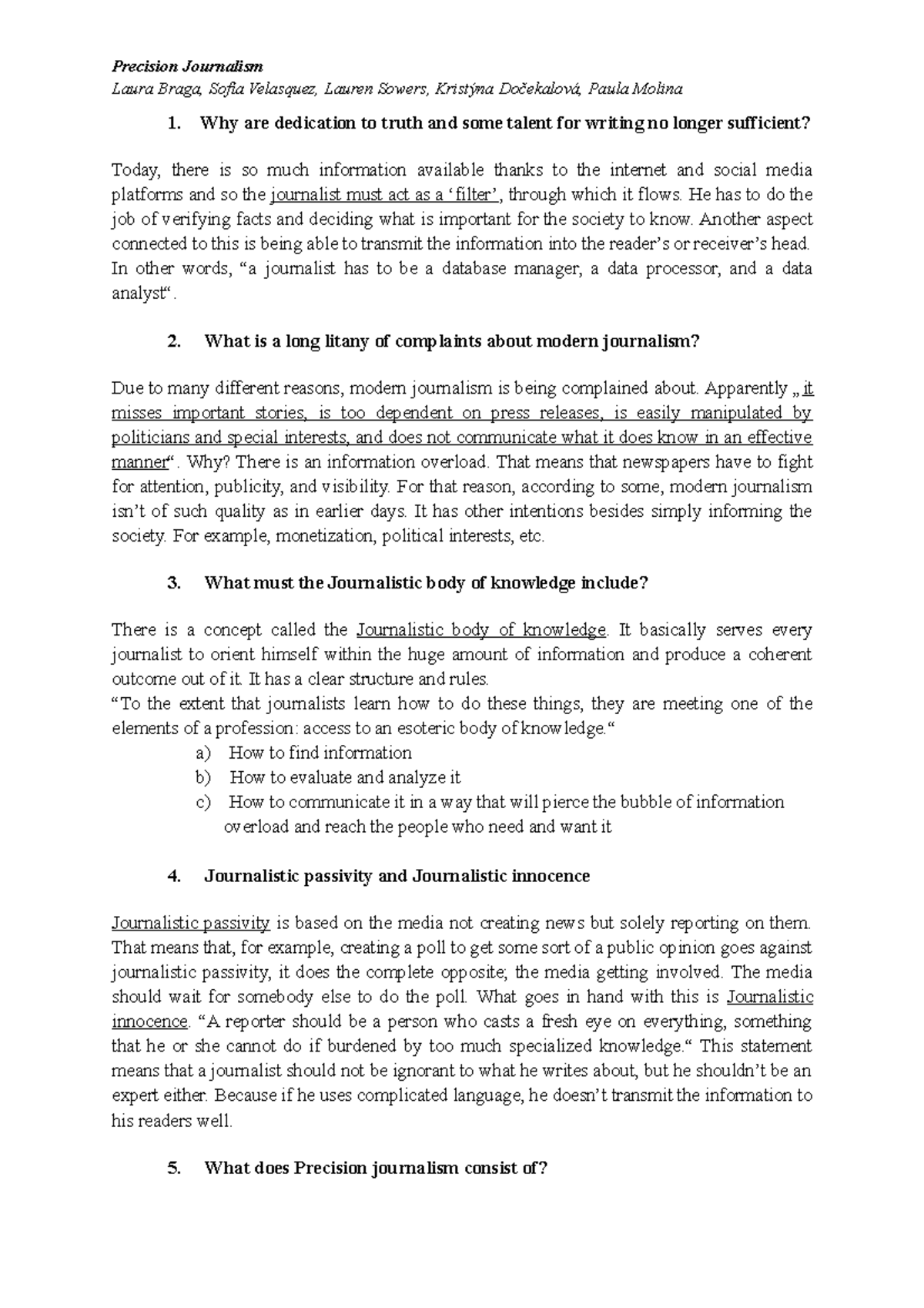 Notes on mandatory reading Precision journalism - Precision Journalism ...