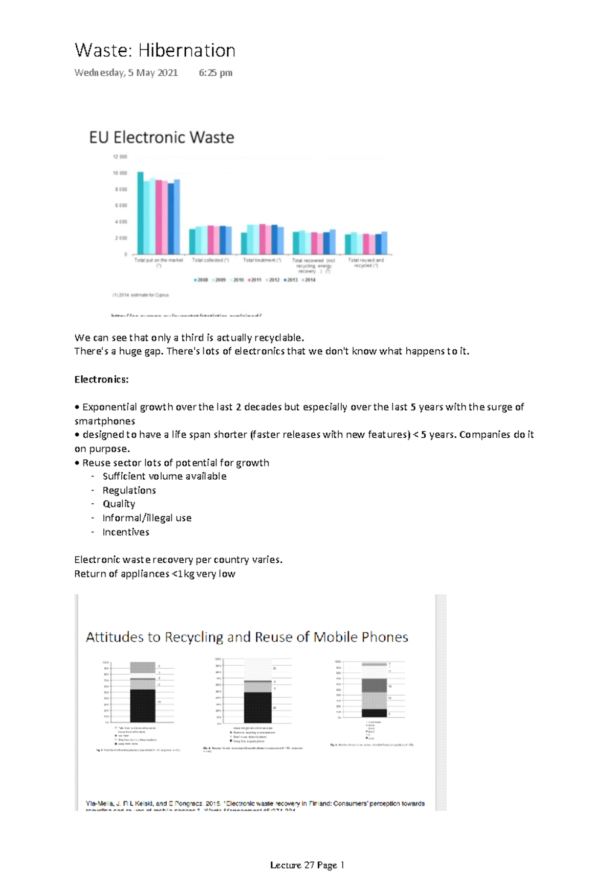 Lecture notes on Waste Hibernation - We can see that only a third is ...
