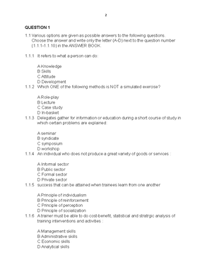 PM T1 - This is personnel management question paper - QUESTION 1 Choose ...