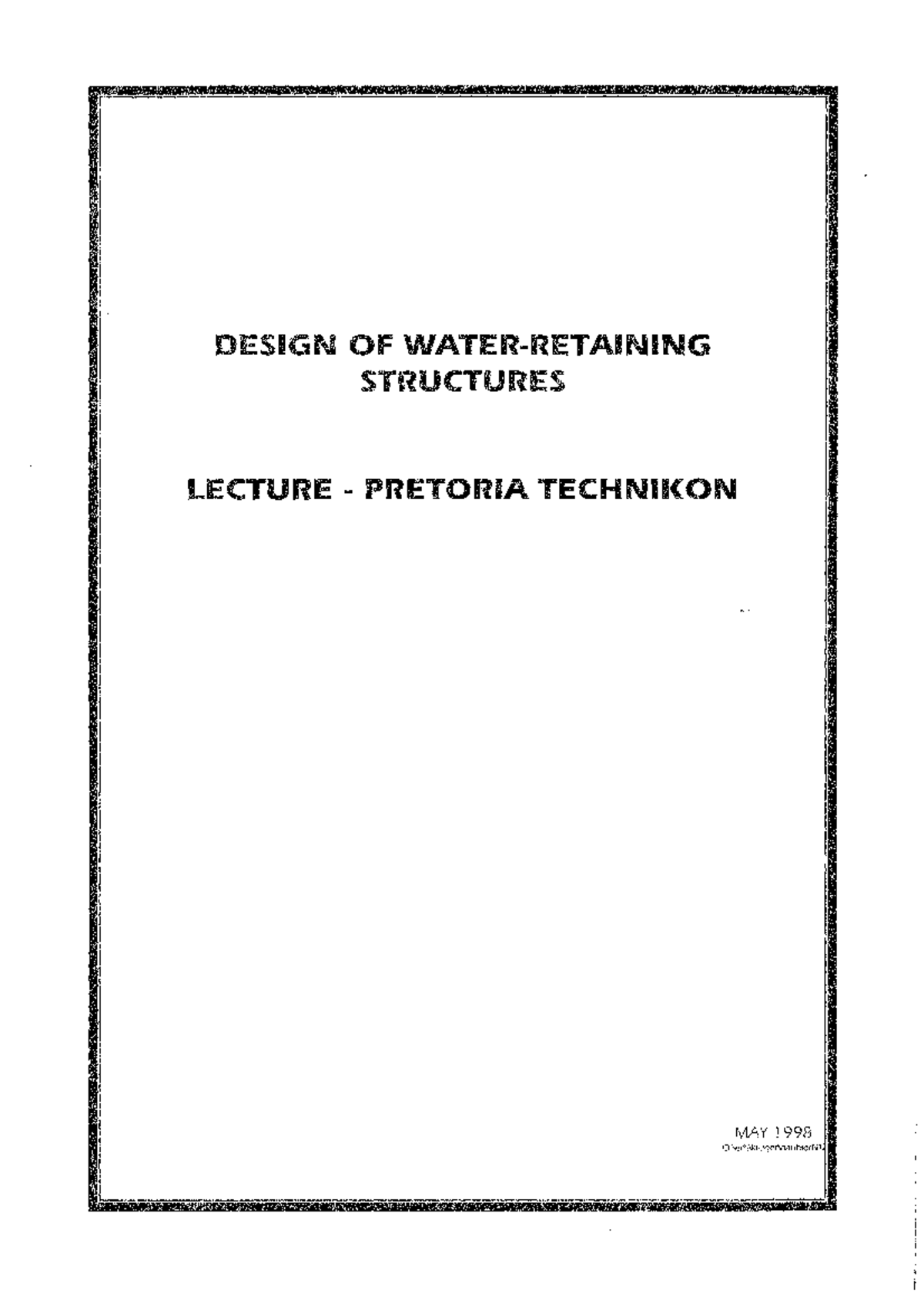 Design of water retaining structures - Civil engineering - Studocu