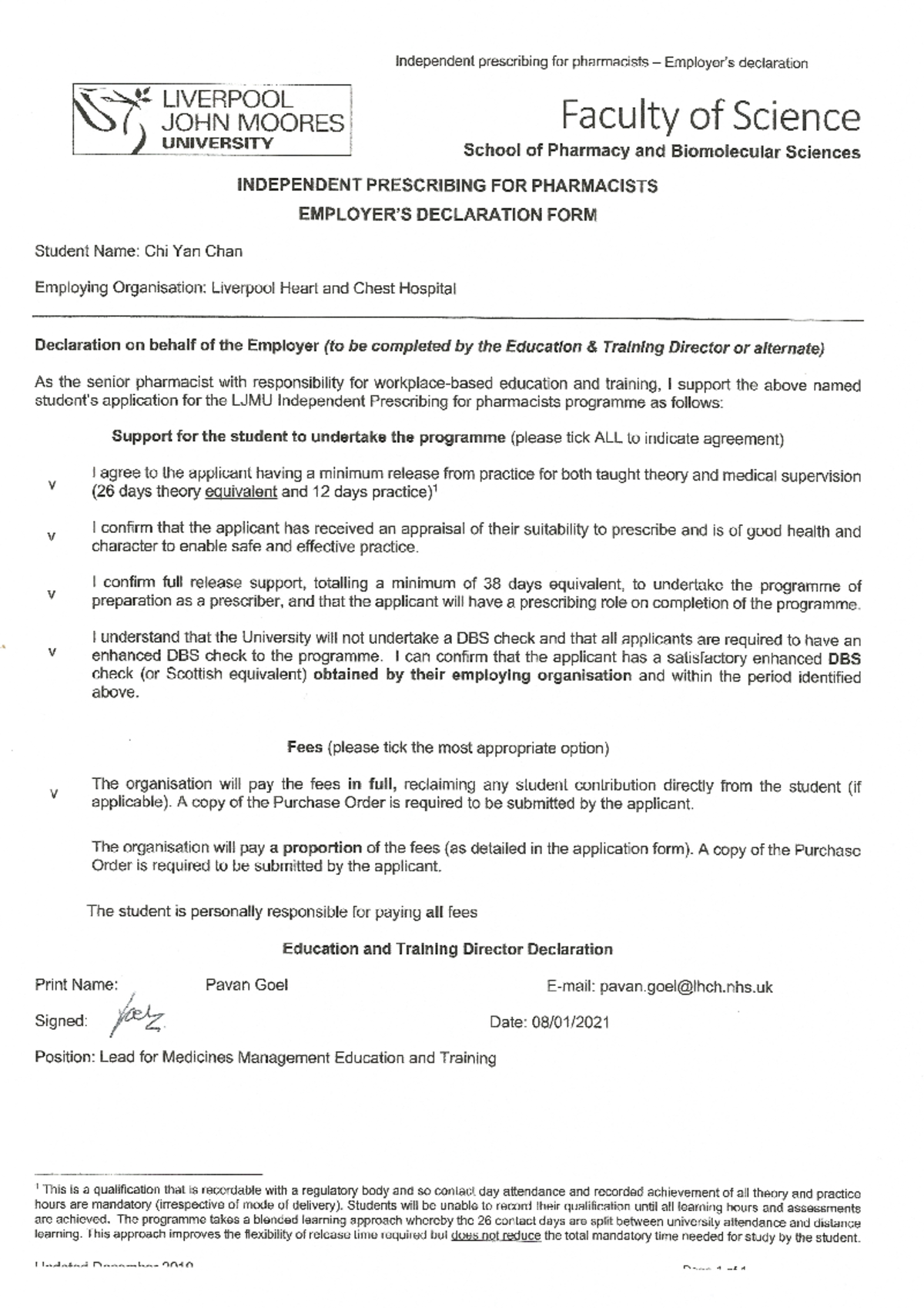 Independent Prescribing Employers Declaration - Studocu