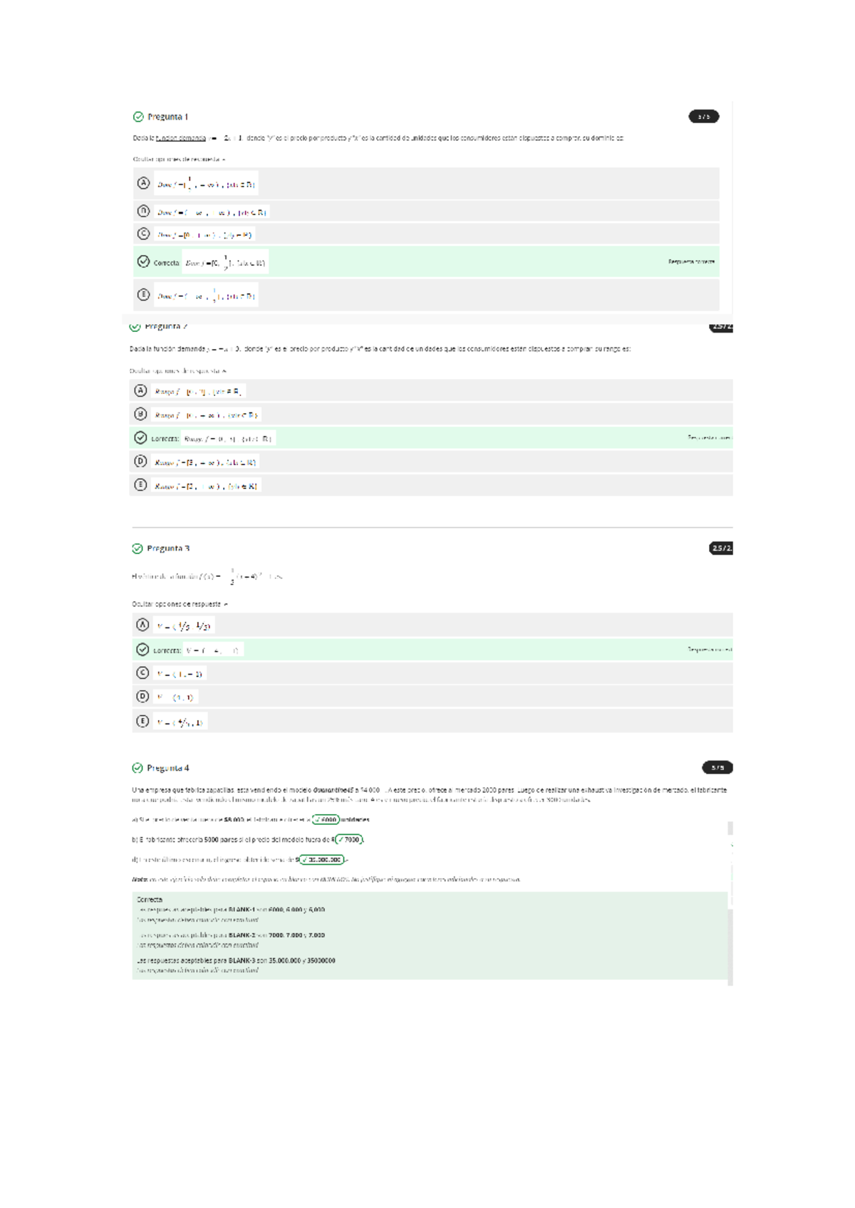 Examen final analisis I - Pregunta 1 Dada la función demanda y 2x 1, donde es el precio por ...