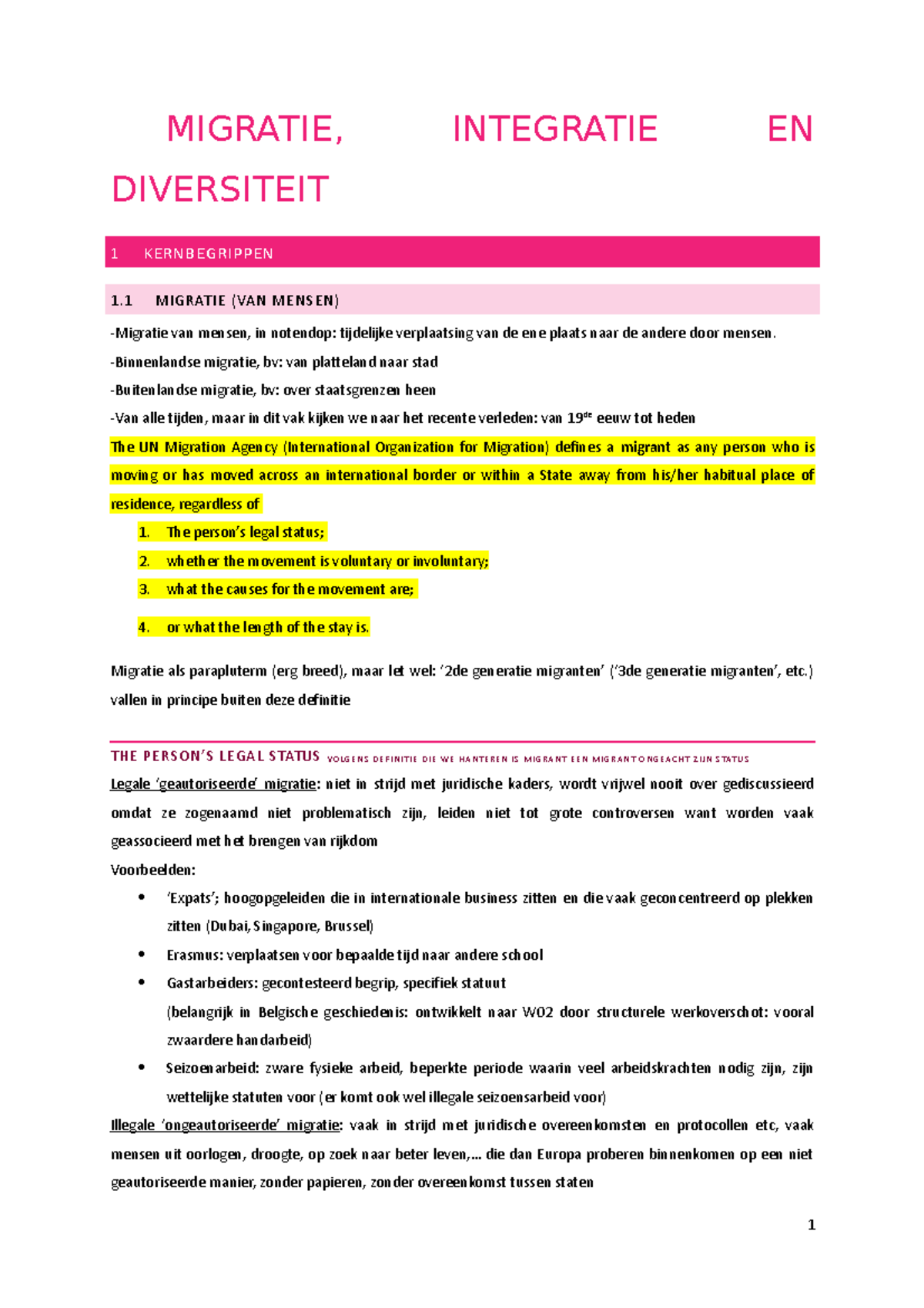 Migratie, integratie en diversiteit - MIGRATIE, INTEGRATIE EN DIVERSITEIT 1 KERNBEGRIPPEN 1 ...