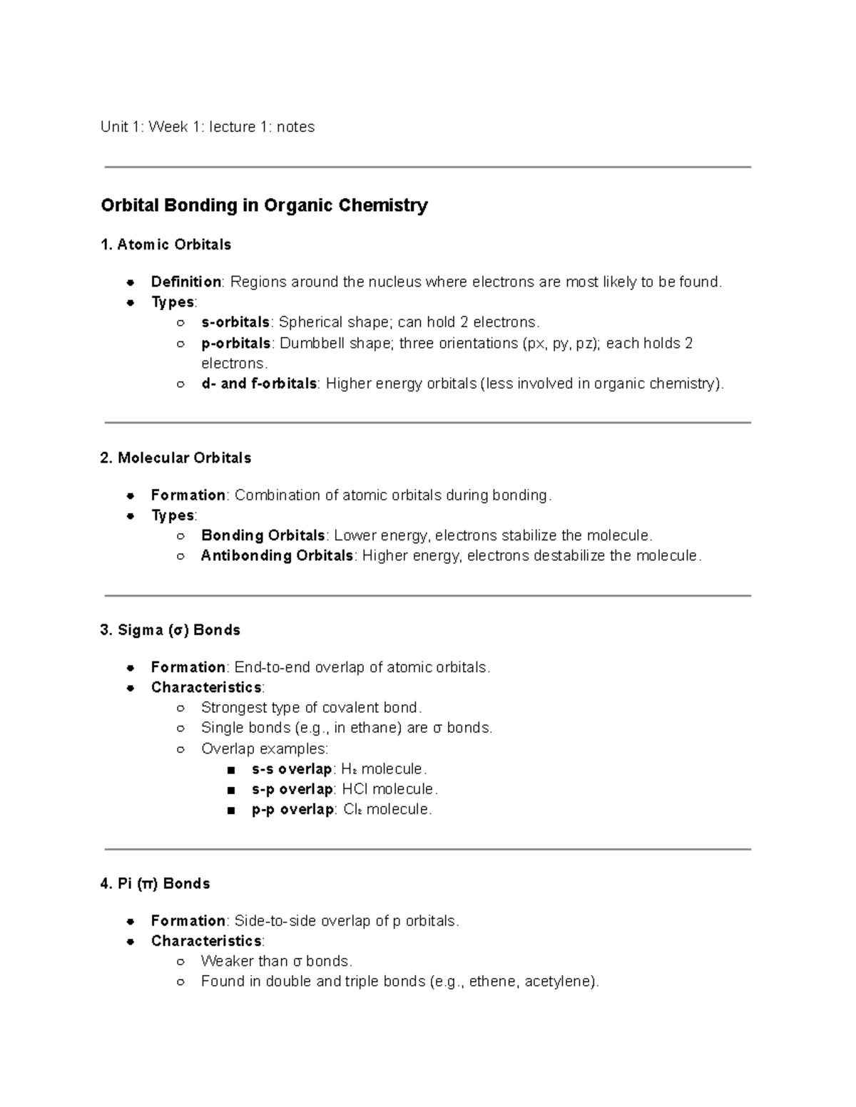 Organic Chemistry Notes Lecture 1 - Unit 1: Week 1: lecture 1: notes ...