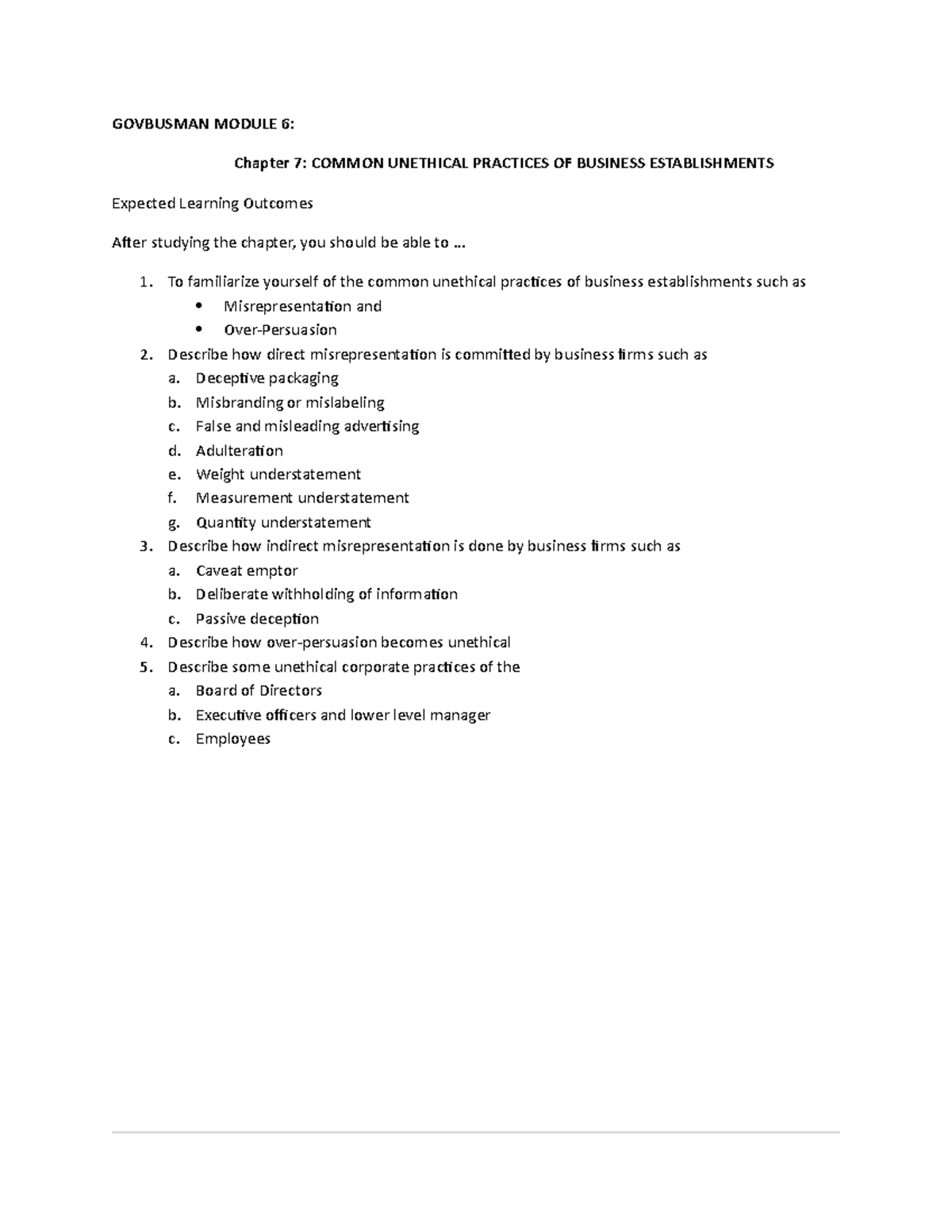 Govbusman Module 6 - Chapter 7 - GOVBUSMAN MODULE 6: Chapter 7: COMMON ...