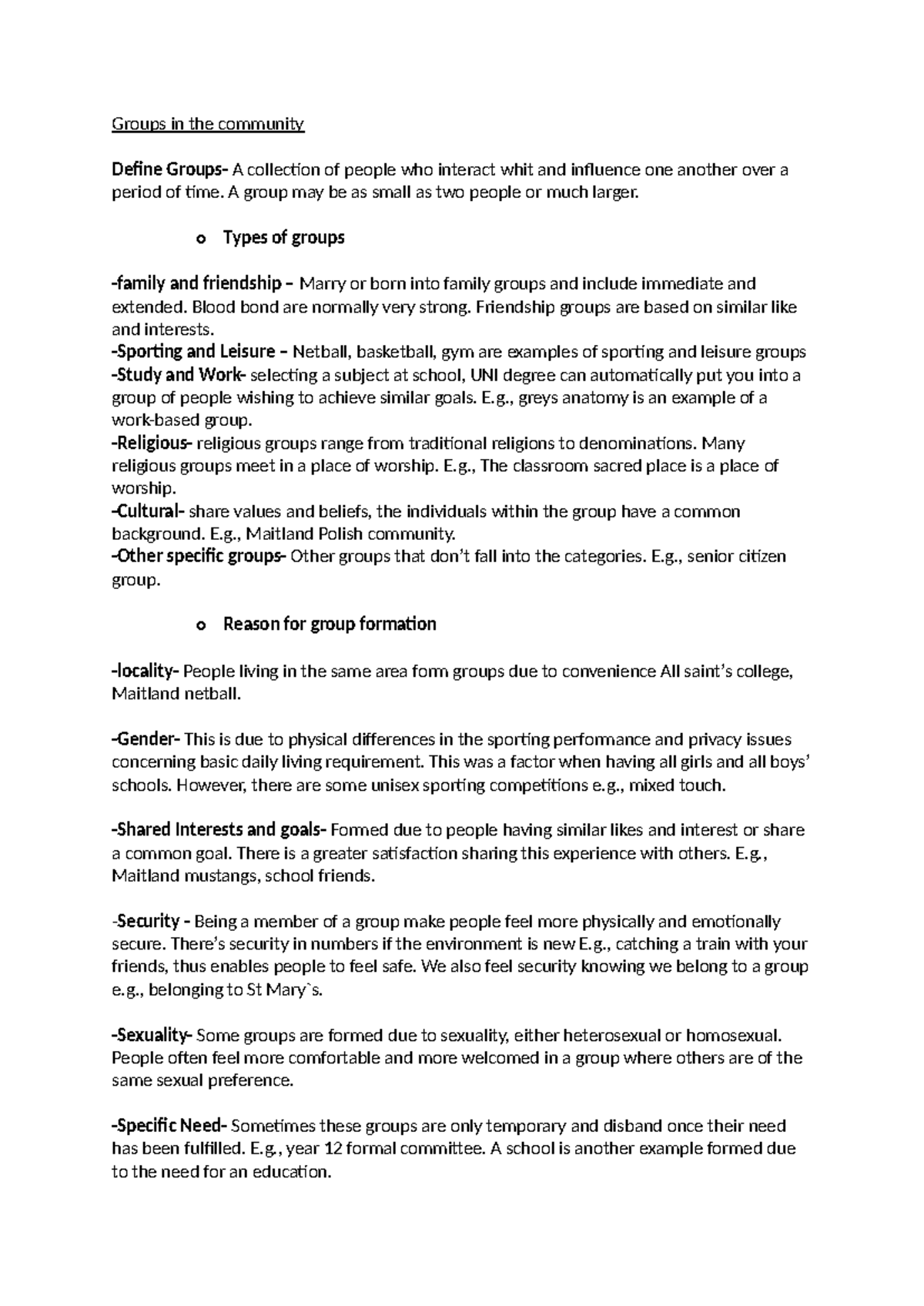 Groups in the community - Groups in the community Define Groups- A ...