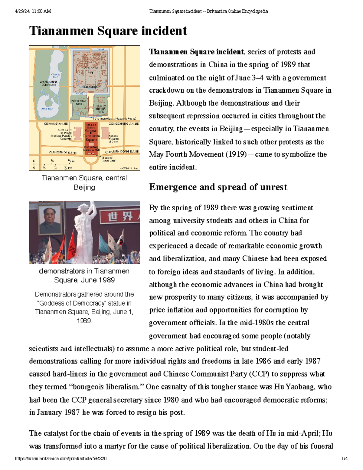 Tiananmen Square incident - Britannica Online Encyclopedia - Tiananmen ...